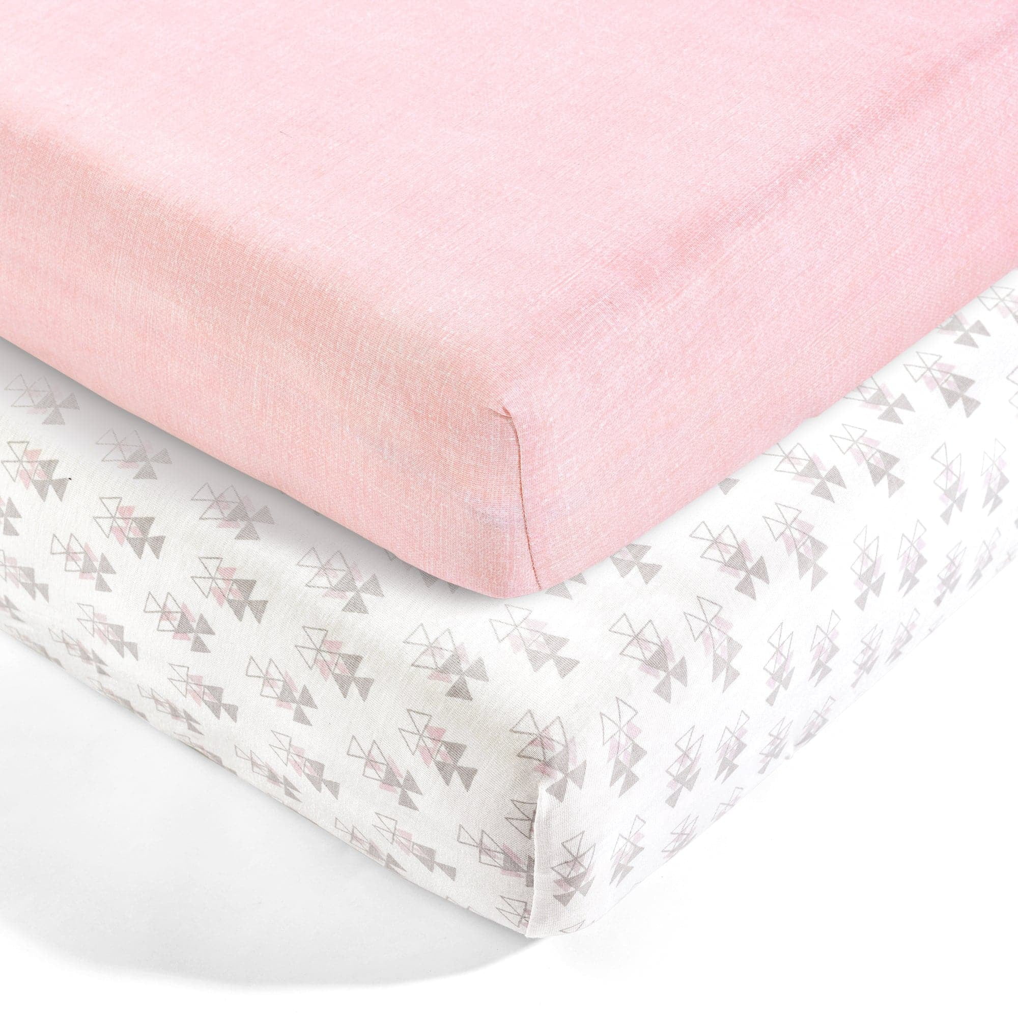 Lush Decor Baby Pixie Fox Geo Organic Cotton Fitted Crib Sheet Pink 2Pk ...