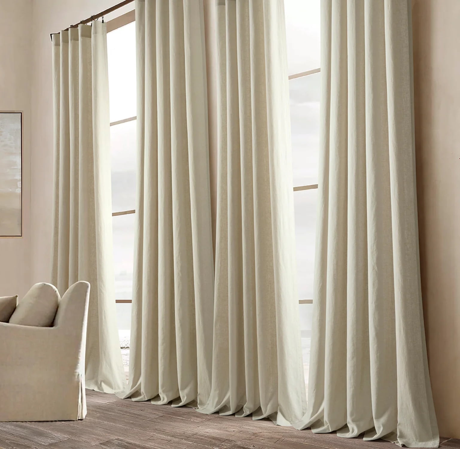 Lush Decor Belgian Flax Prewashed Linen Rich Cotton Blend Solid Pattern ...