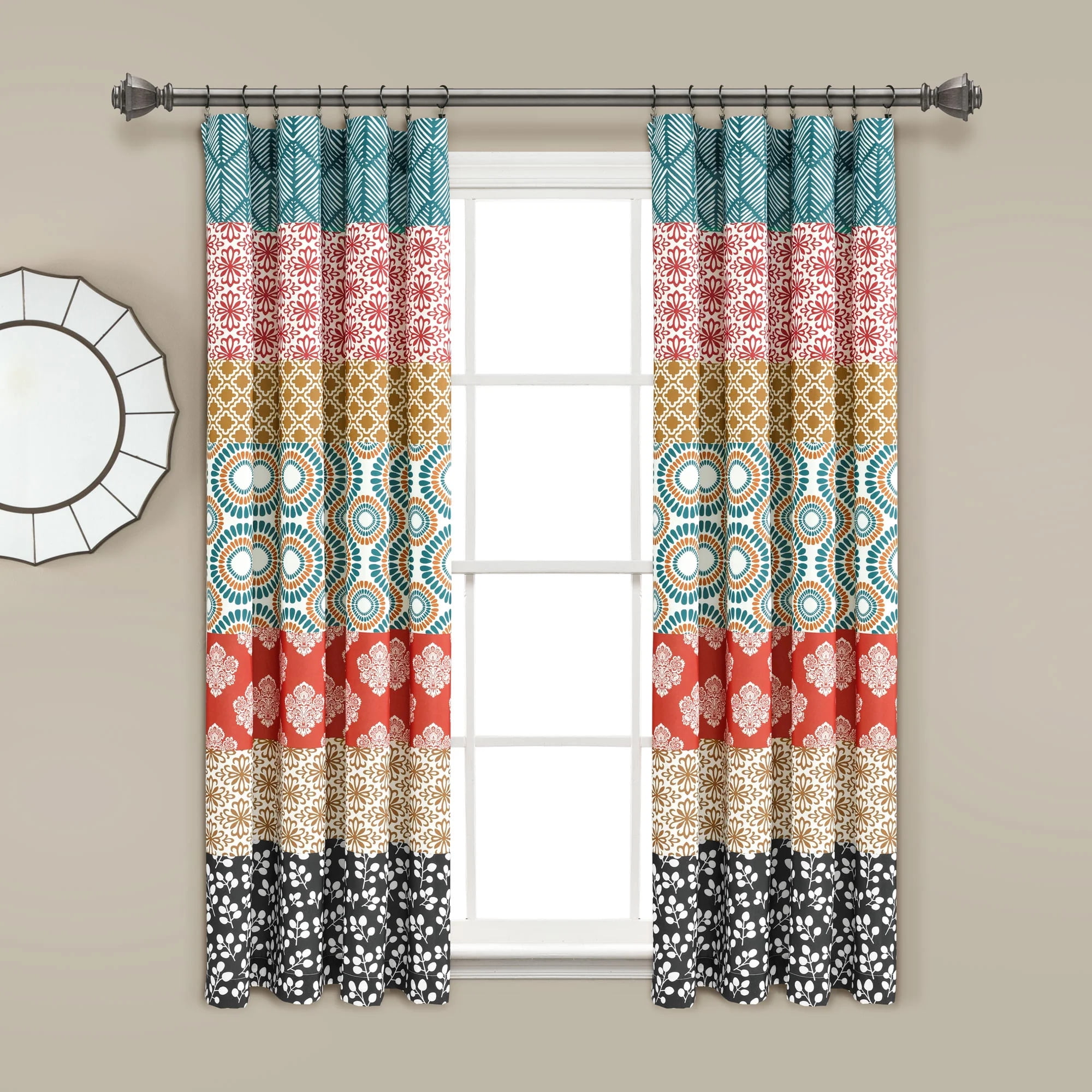 Lush Decor Bohemian Stripe Window Panels, Set of 2 - Turquoise and ...