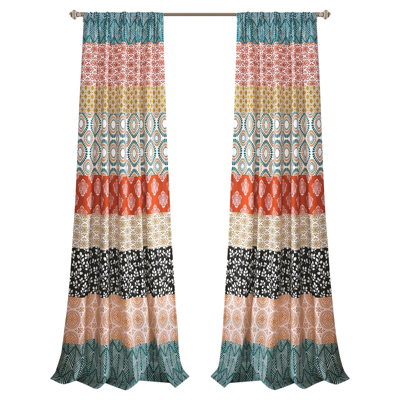 Lush Decor Bohemian Stripe Window Panels, Set of 2 - Turquoise and ...