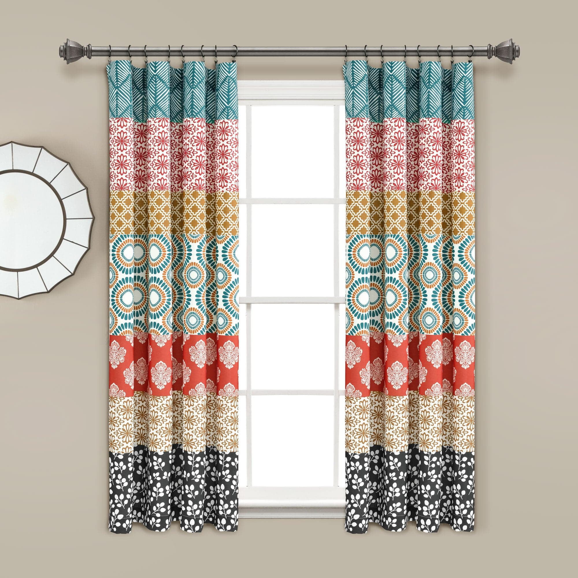 Lush Decor Bohemian Stripe Window Panels, Set of 2 - Turquoise and ...