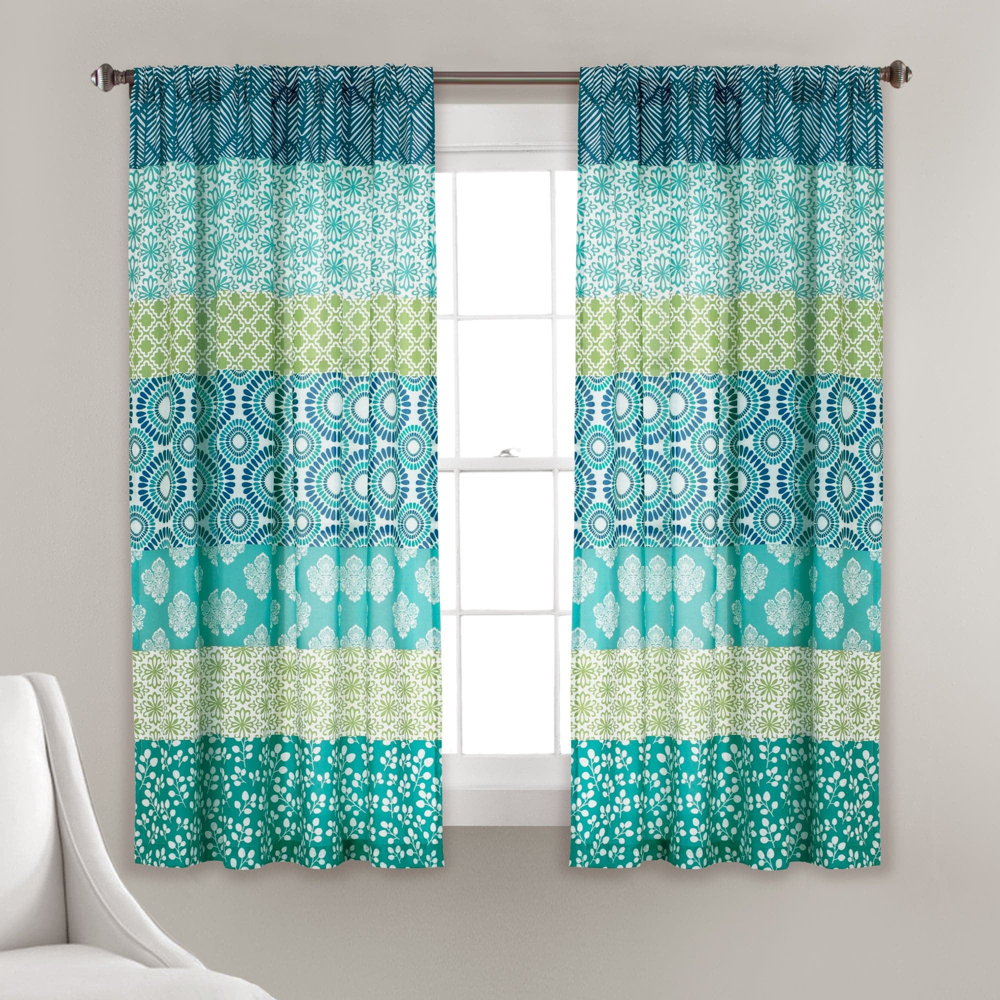Lush Decor Bohemian Stripe Window Panels - Turquoise/Orange - 84 x 52 ...