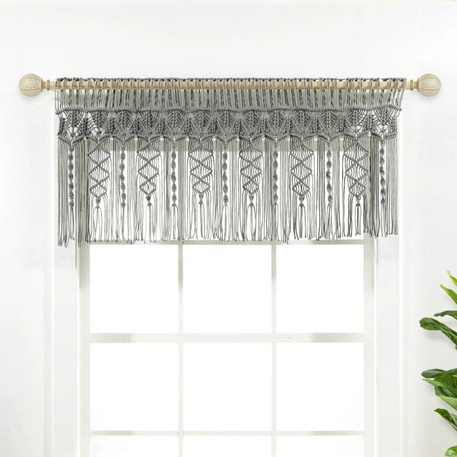 Lush Decor Boho Macramé Textured Valance - Gray - Walmart.com