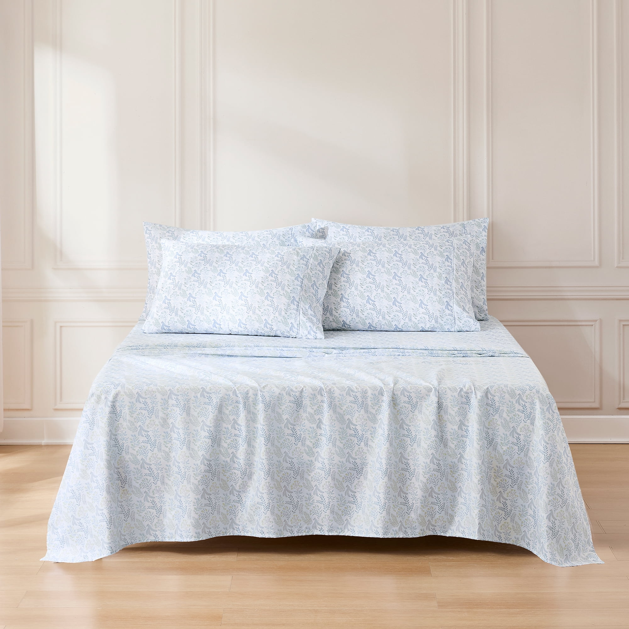 Lush Decor Botanical Leaf And Floral Sheet Set 6 Piece Set Full Blue ...