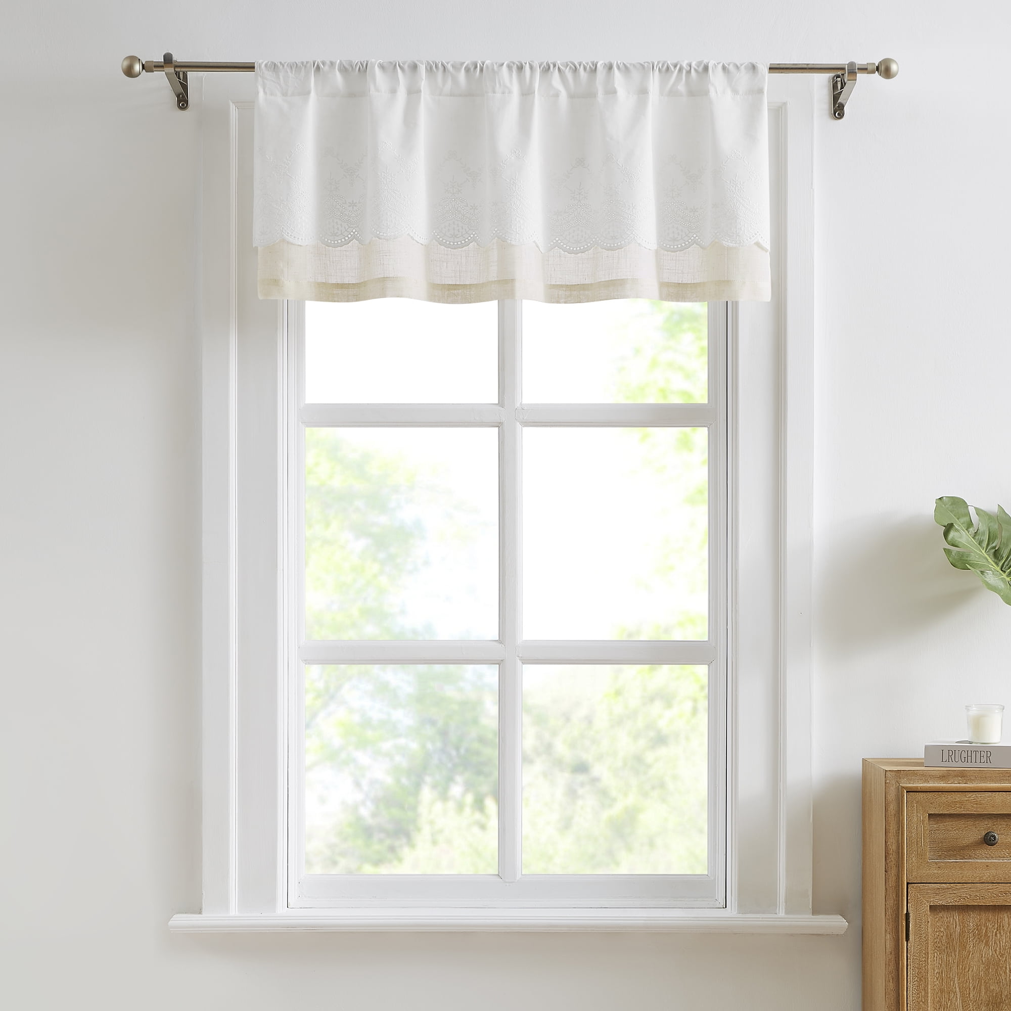 Lush Decor Brigitte Embroidery Eyelet Scalloped Edge Valance Single 52 ...