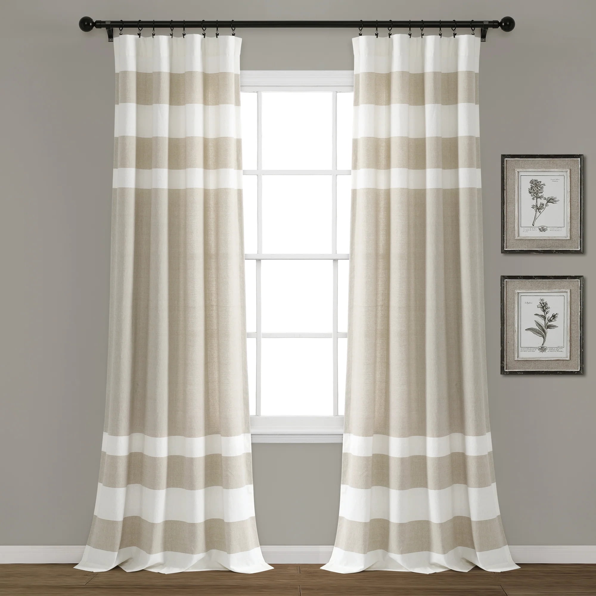 Lush Decor Cape Cod Stripe Window Curtain Panels, Gray, 40 x 84 ...