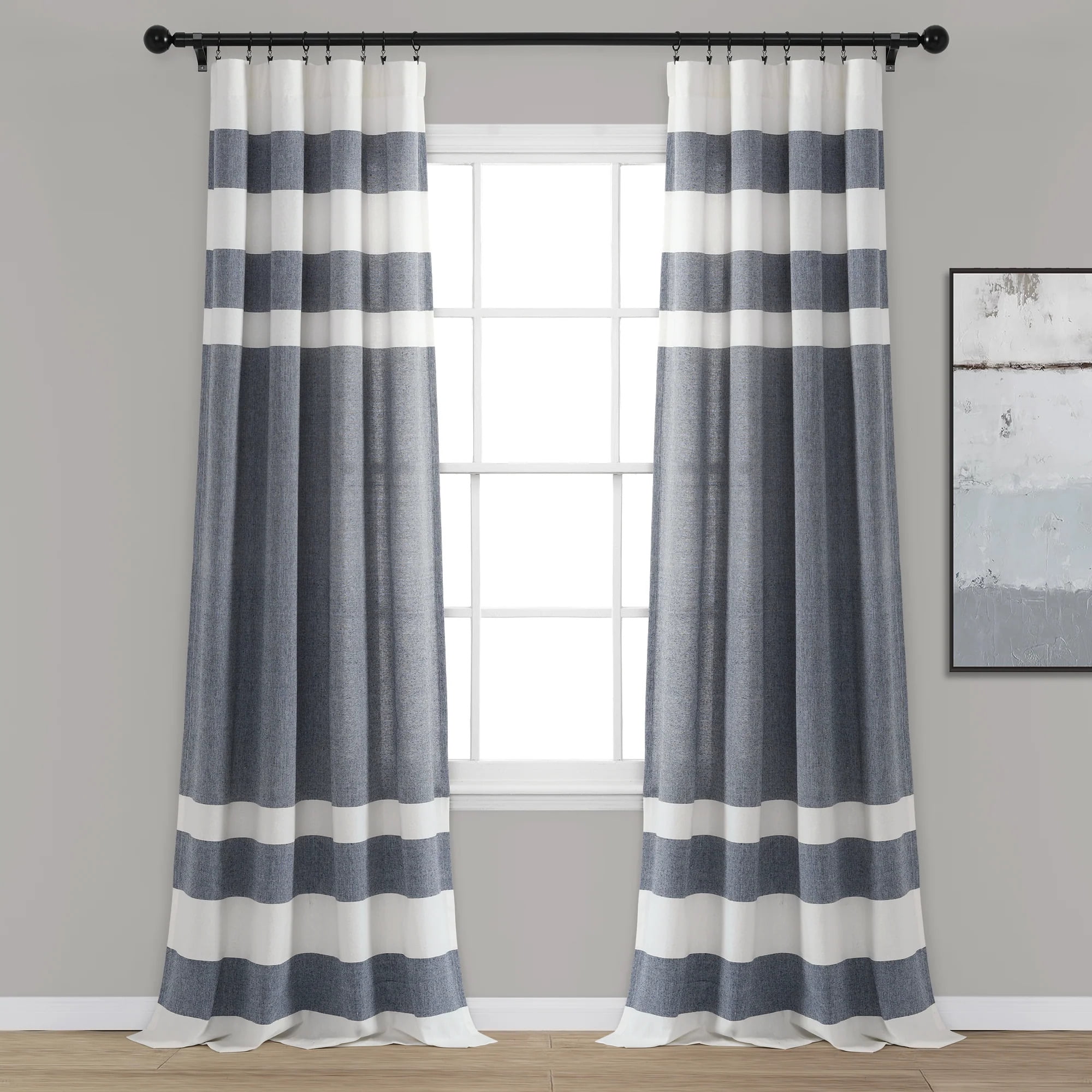 Lush Decor Cape Cod Stripe Window Curtain Panels - Gray - 40 X 84 ...