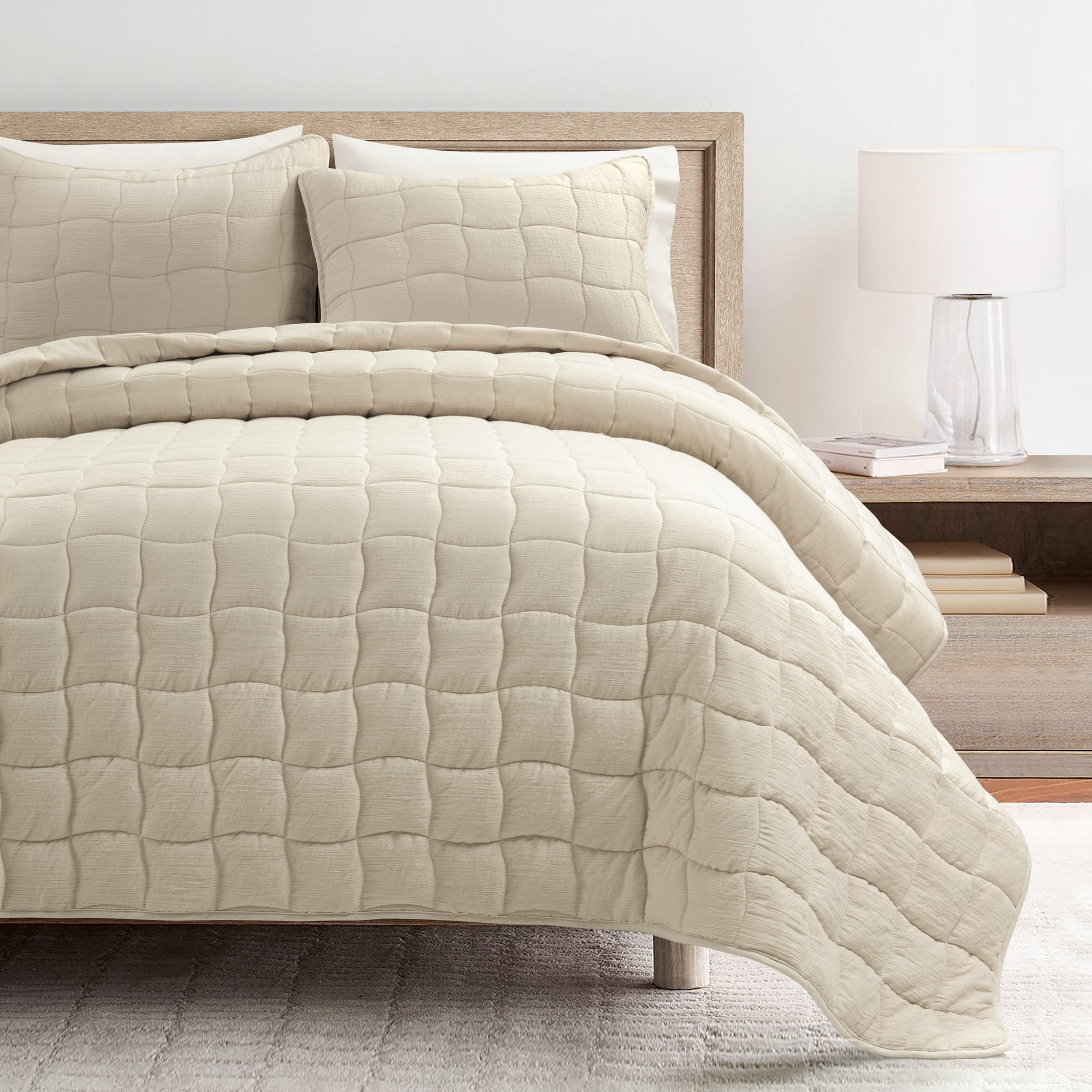 Lush Decor Cloud Gauze Quilt Set, 3 Piece Set, Full/ Queen, Neutral ...