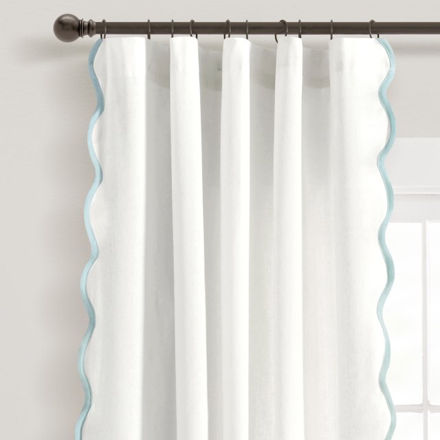 Lush Decor Coastal Chic Scallop Edge Window Curtain Panels Blue/White ...