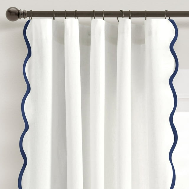 Lush Decor Navy Blue Coastal Chic Scallop Edge 52x84 Window Curtain ...