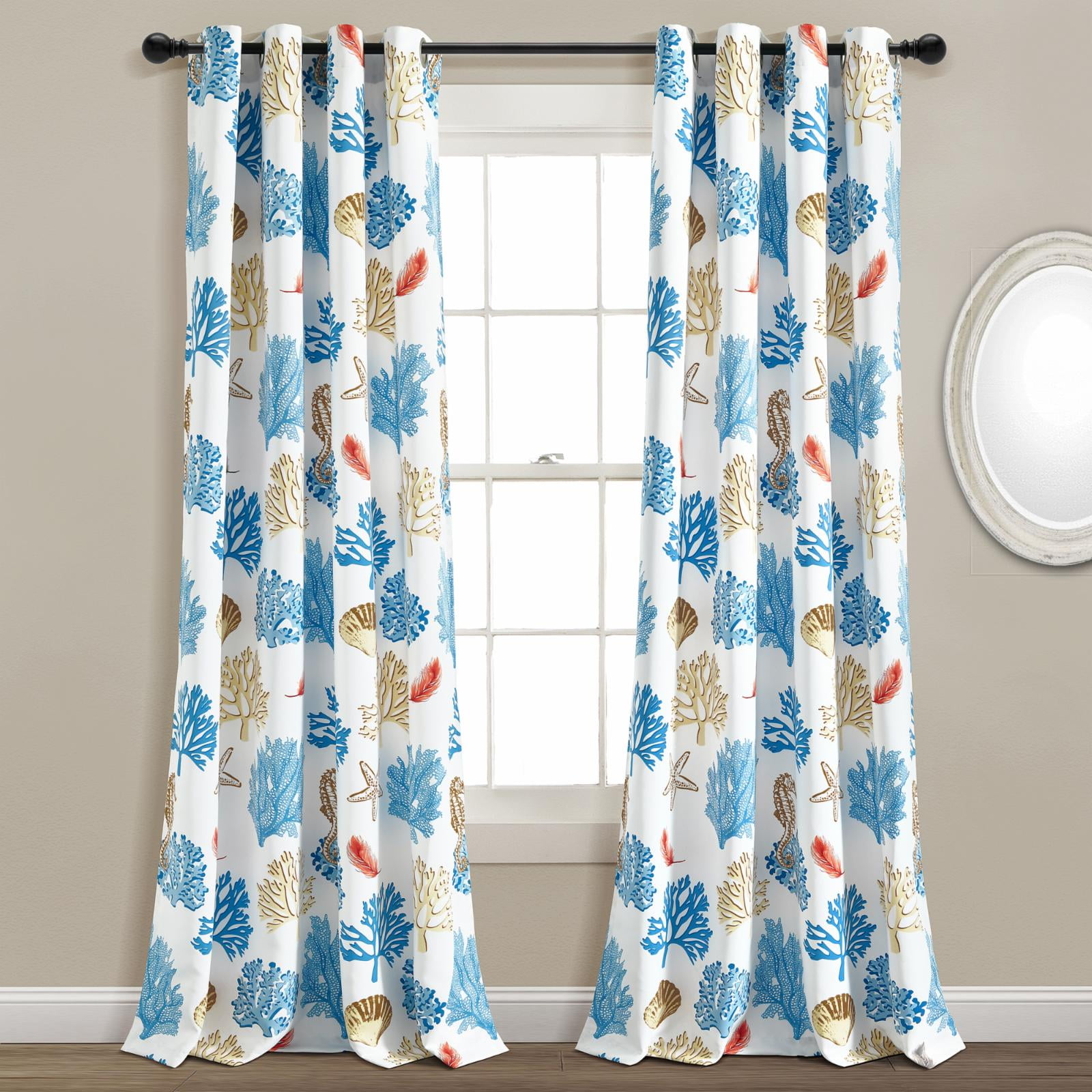 Lush Decor Coastal Reef Feather Light Filtering Grommet Window Curtain ...