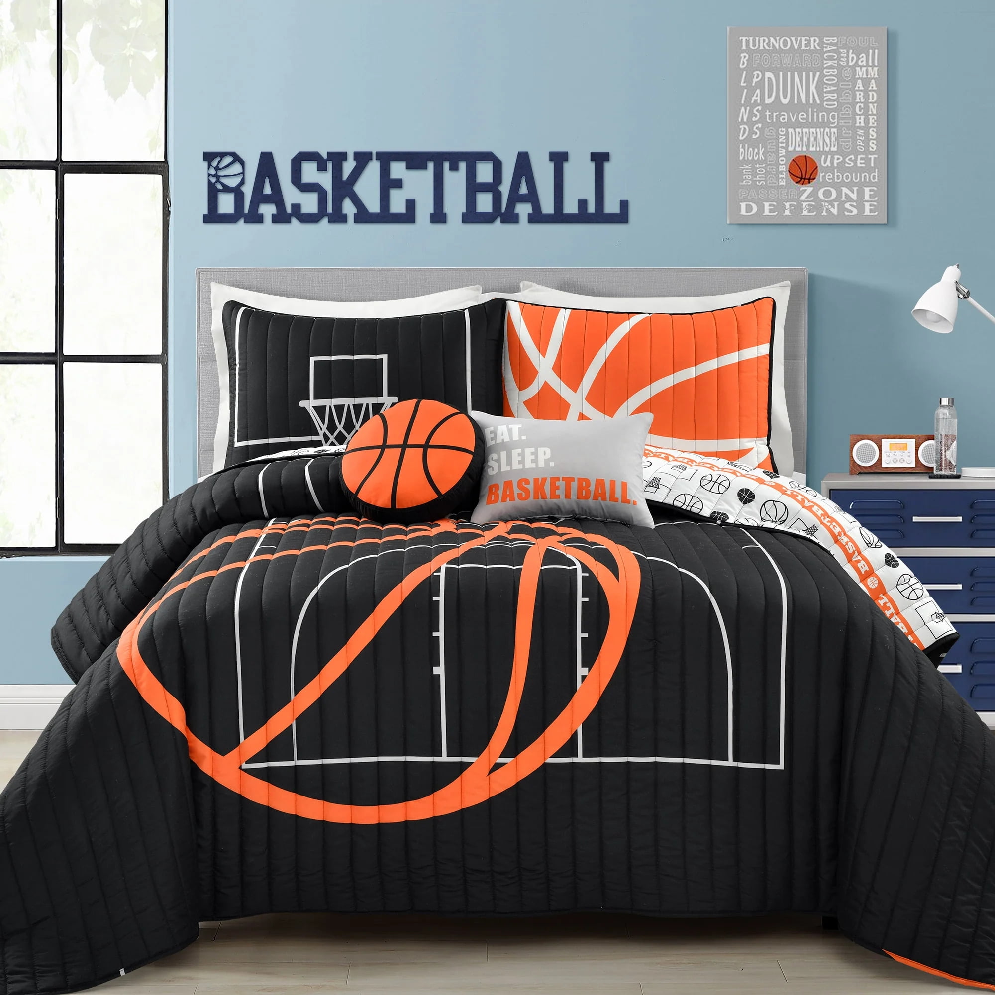 Lush Decor Full/Queen Size Reversible Basketball Game Quilt Set (5 ...