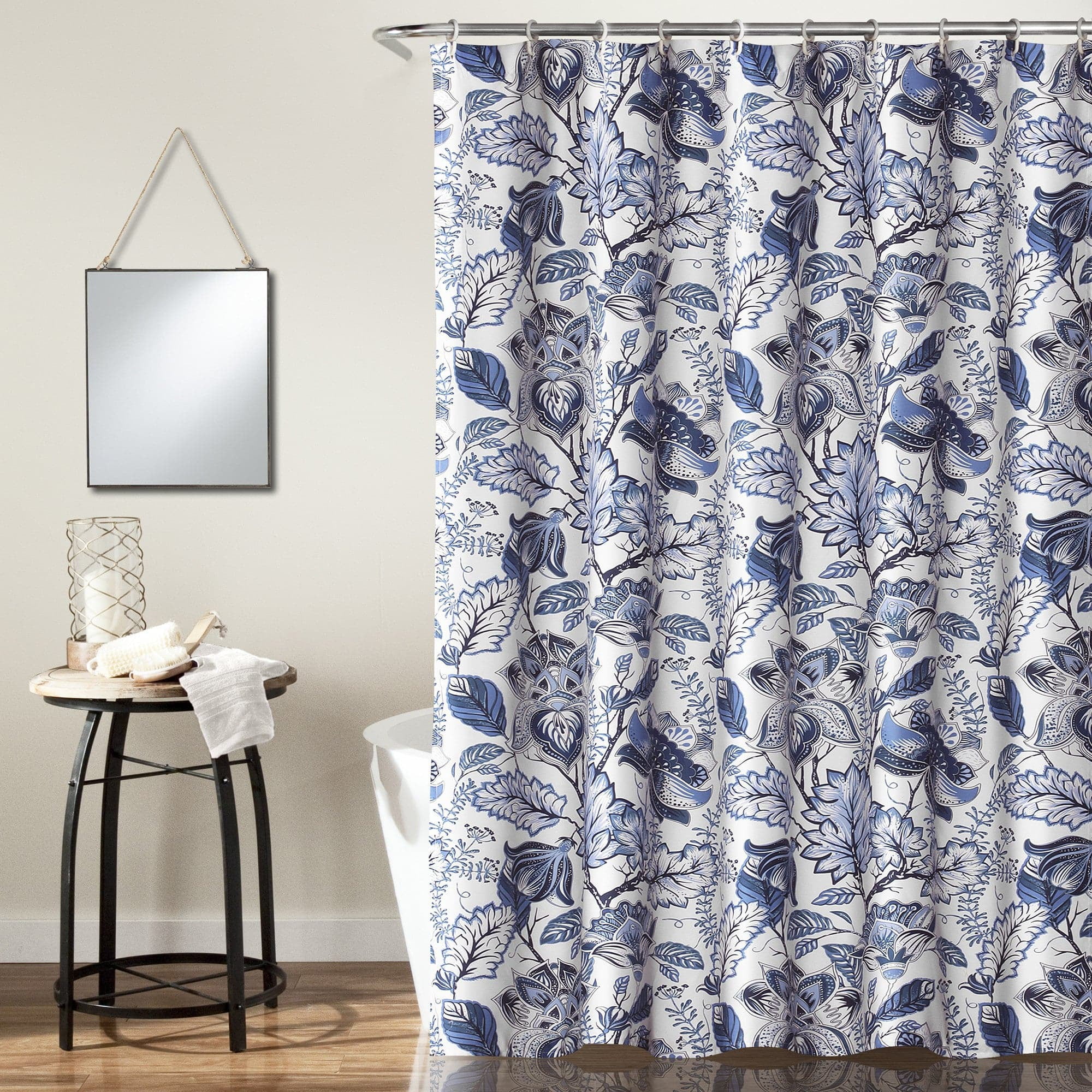 Lush Decor, Shower Curtain, 72x72, Jacobean Floral Blue - Walmart.com