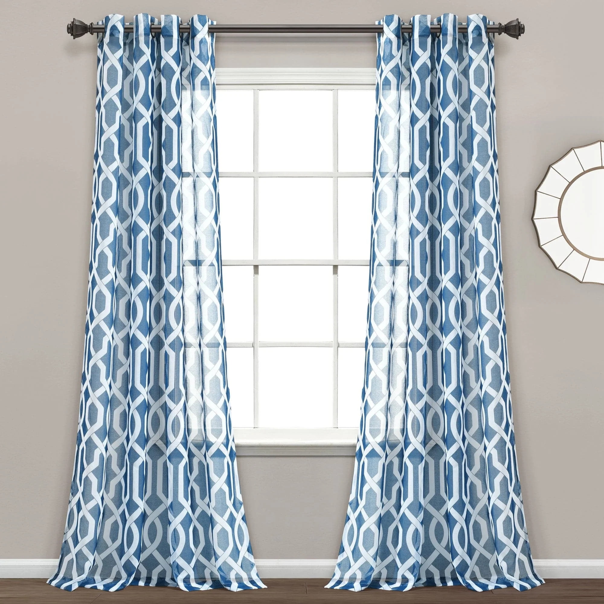 Lush Decor Edward Trellis Metal Grommets Window Panel, 84" x 52", Navy ...