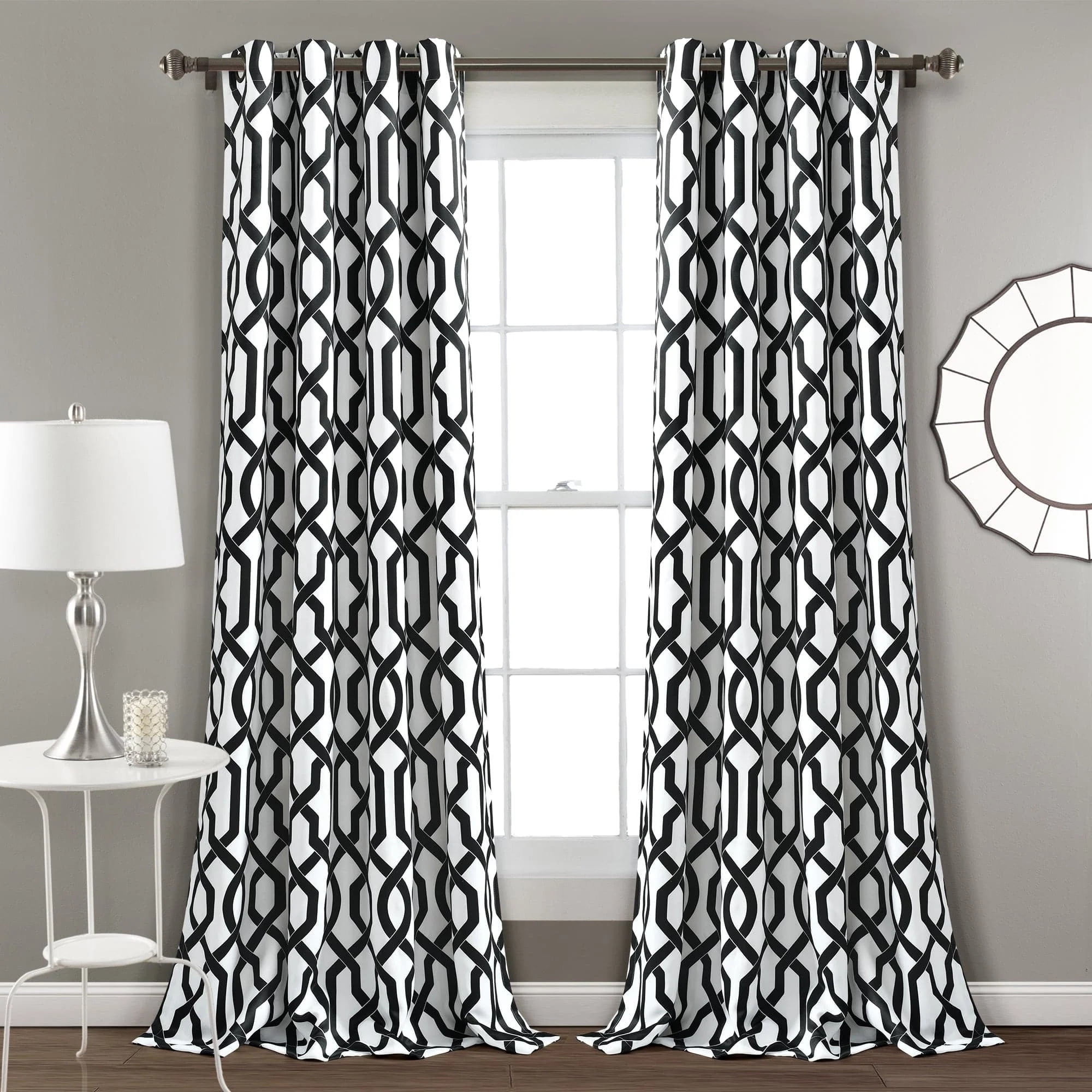 Lush Decor Edward Trellis Room Darkening 95" x 52" Trellis White Metal ...
