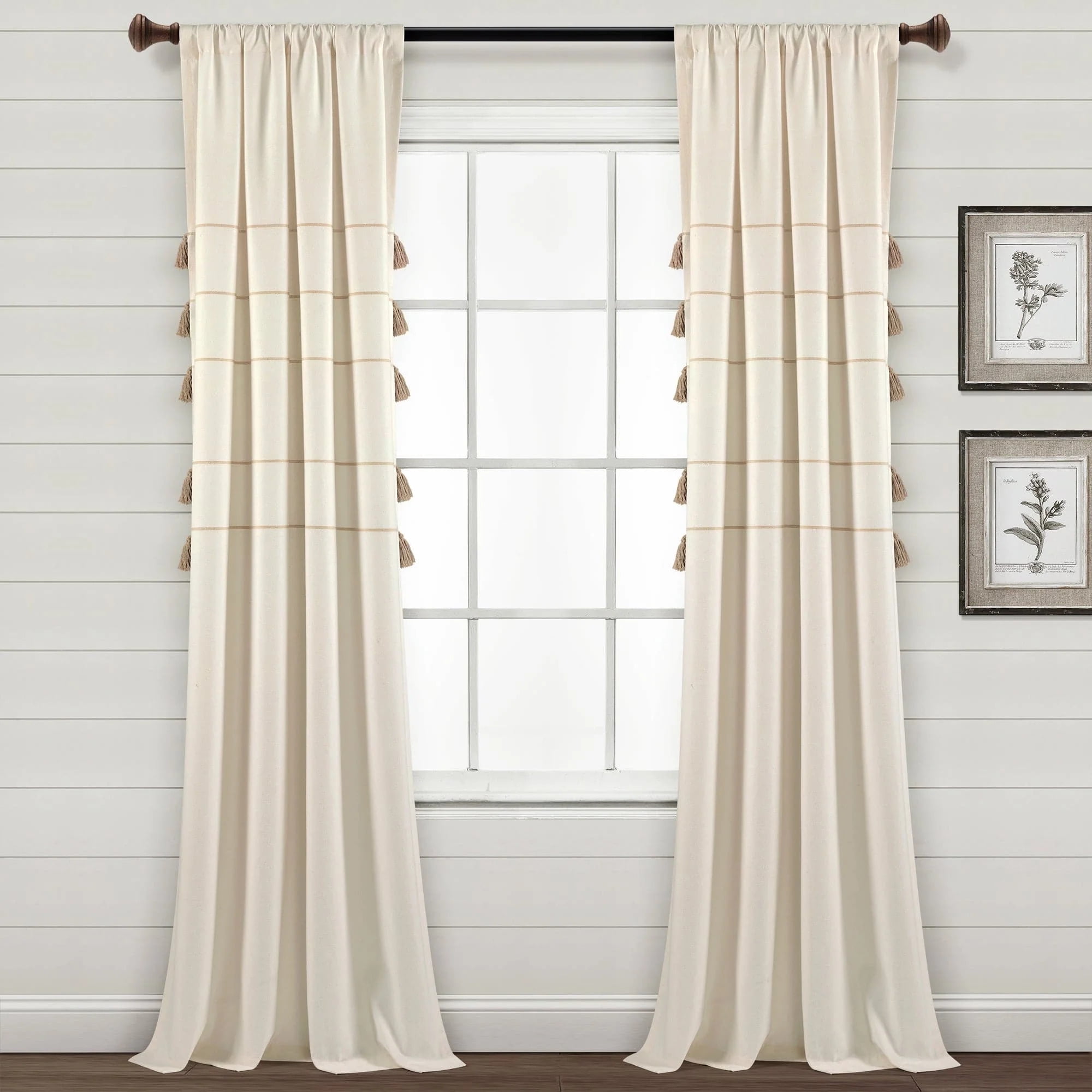 Lush Decor Farmhouse Boho Stripe Window Curtain Panels - Gray Ombre ...