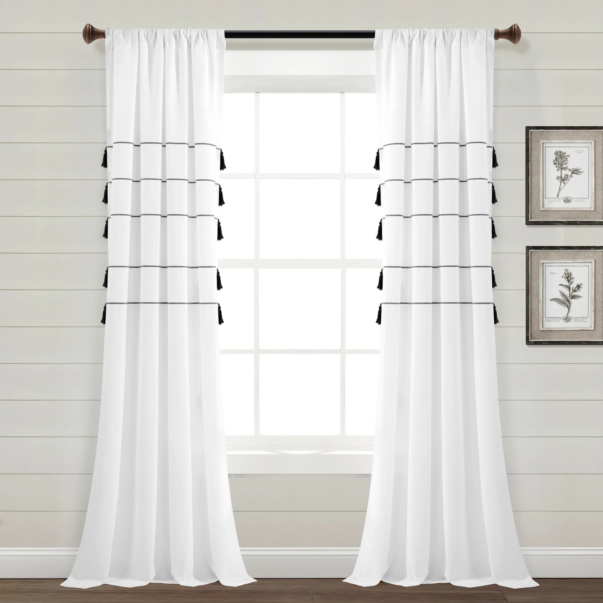 Lush Decor Farmhouse Boho Stripe Window Curtain Panels - Gray Ombre ...