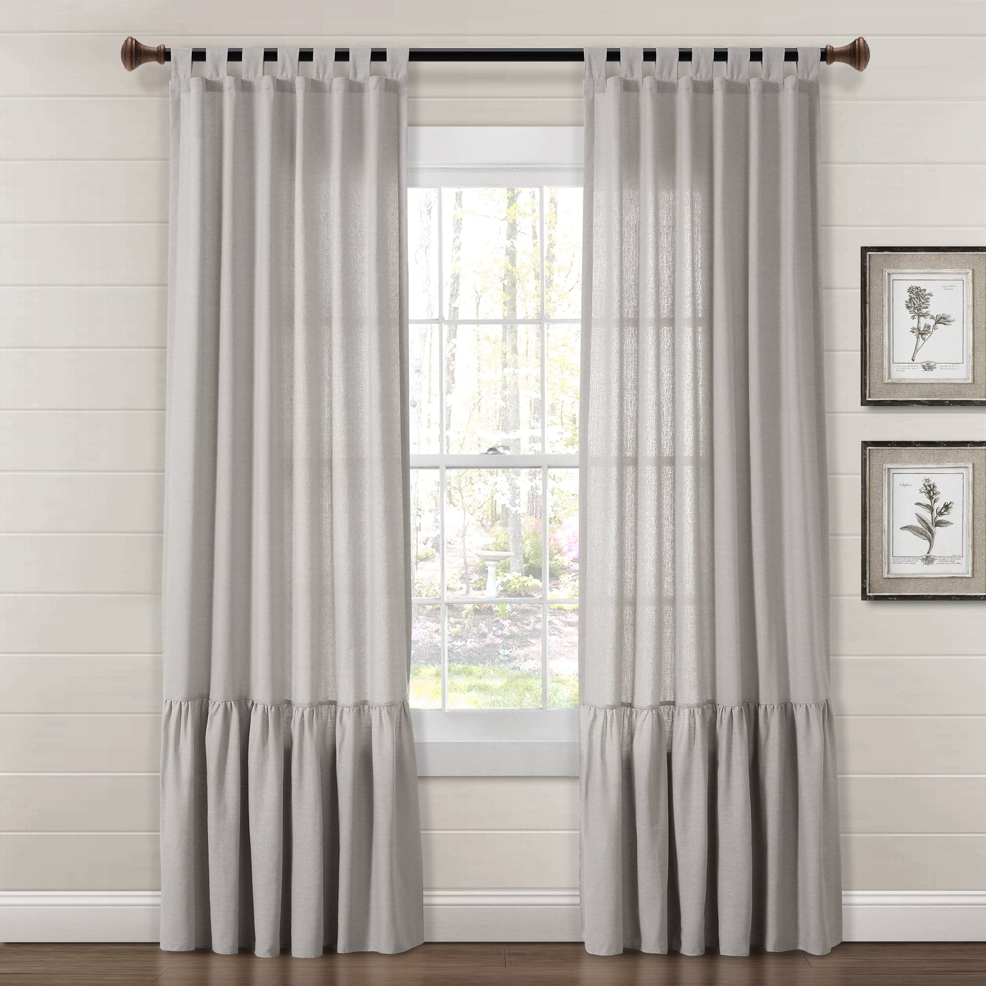 Lush Decor Farmhouse Faux Linen Tab Top Window Panel - Dark Linen ...