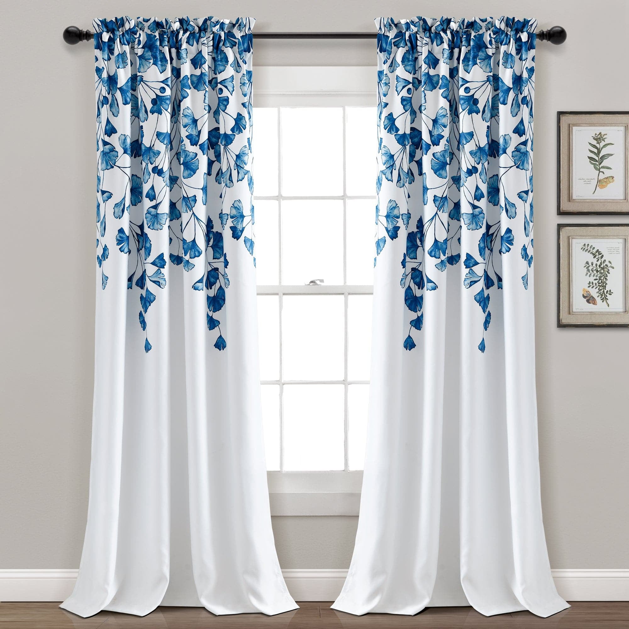 Lush Decor Farmhouse Ginkgo Leaf Light Filtering Window Curtain Panels ...