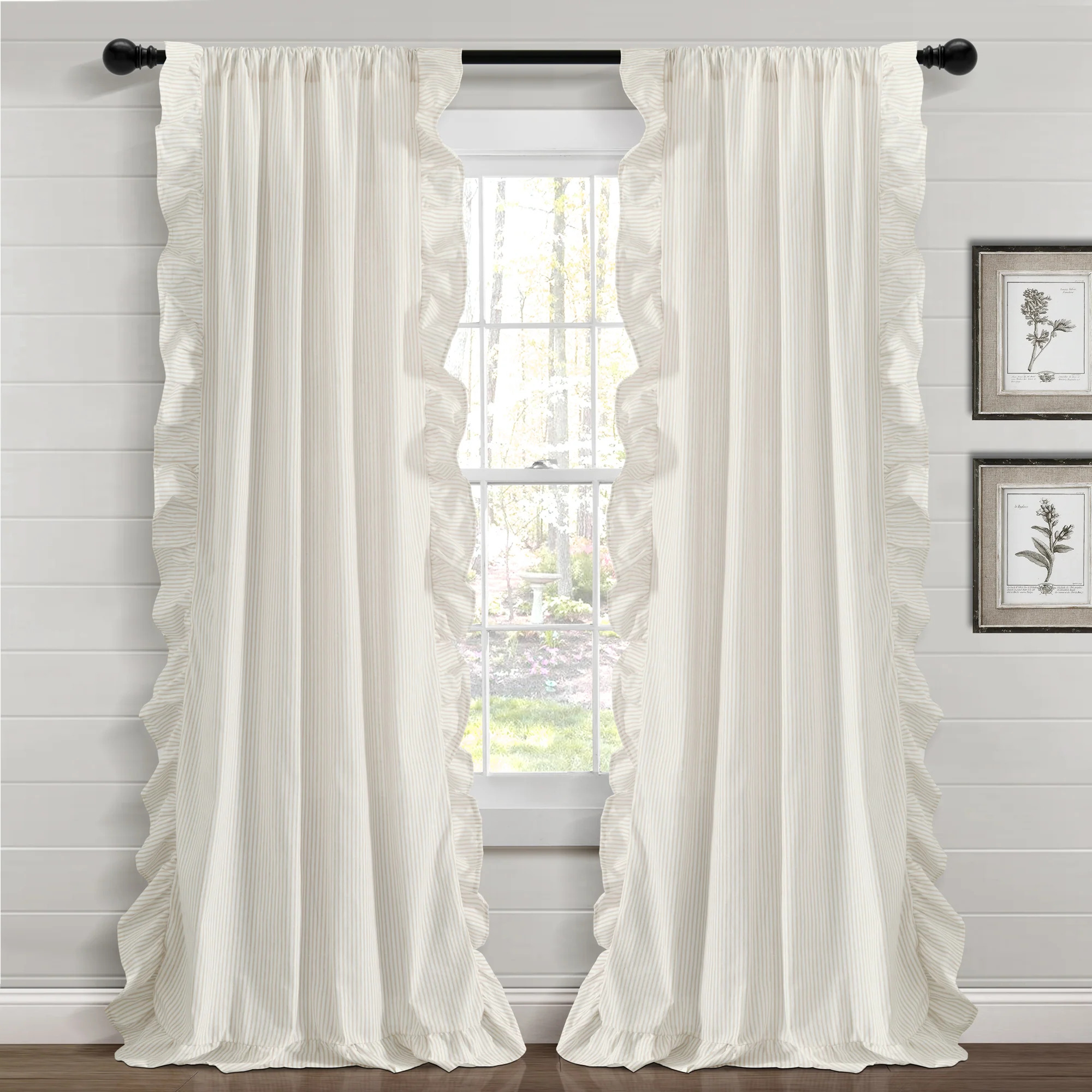 Lush Decor Farmhouse Reyna Ruffle Window Curtain Panels Neutral 54x84 ...
