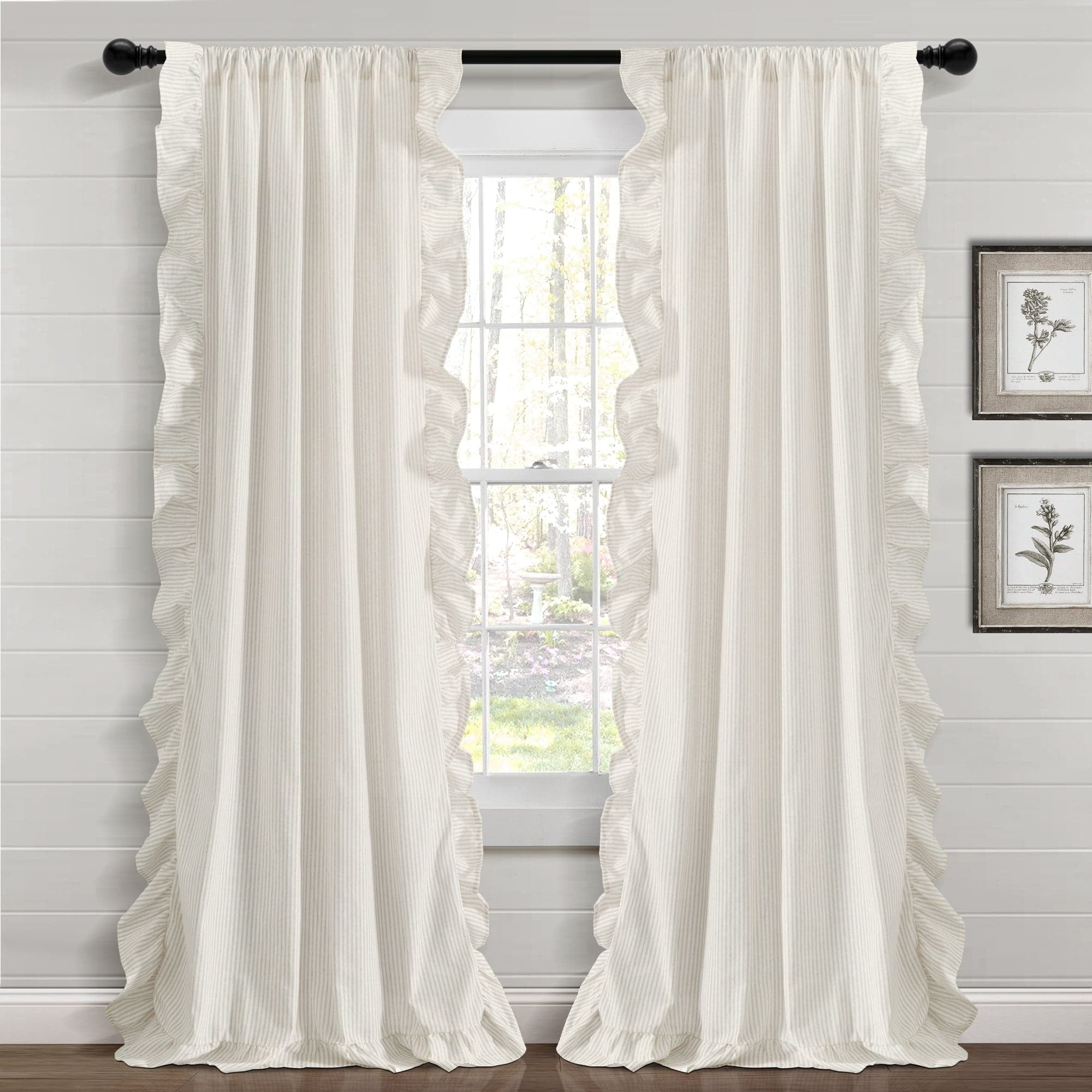 Lush Decor Farmhouse Reyna Ruffle Window Curtain Panels Neutral 54x84 ...