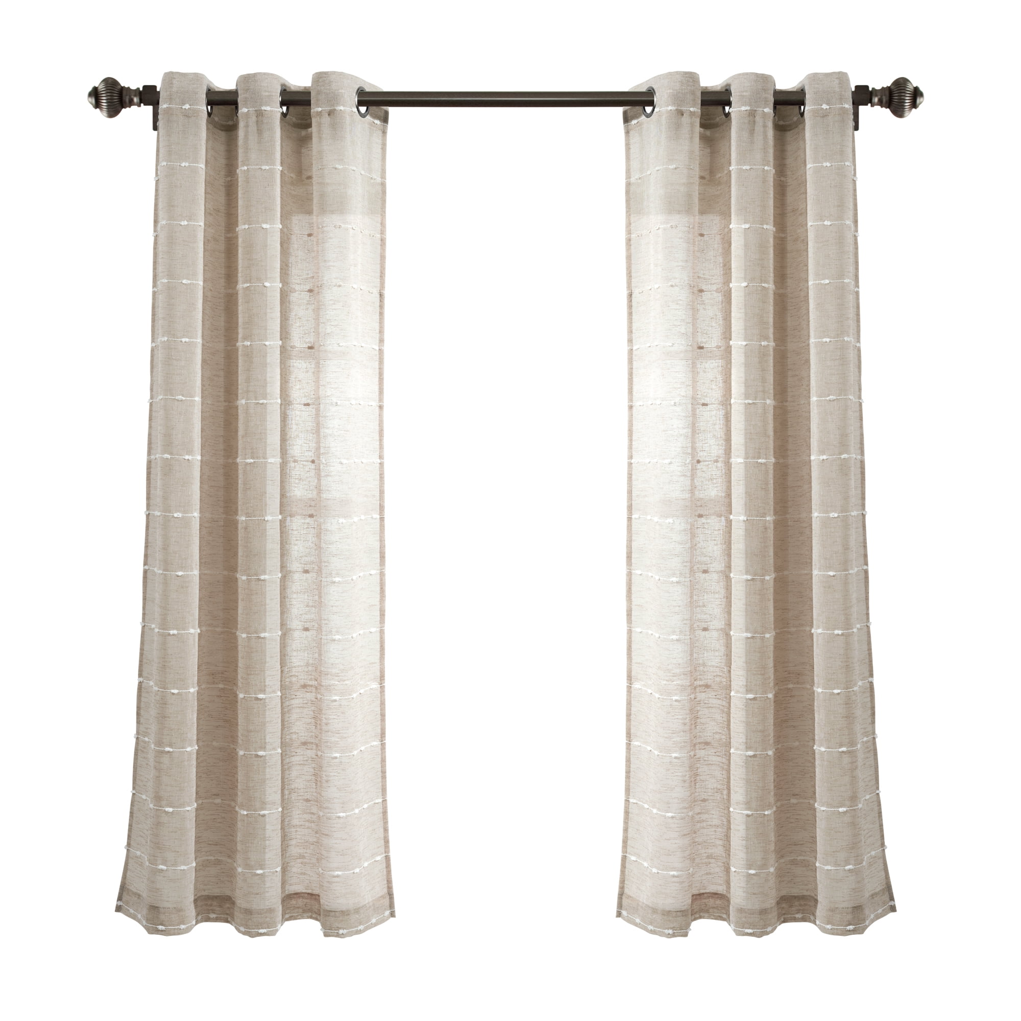 Lush Decor Farmhouse Textured Grommet Sheer Window Curtain Panels ...
