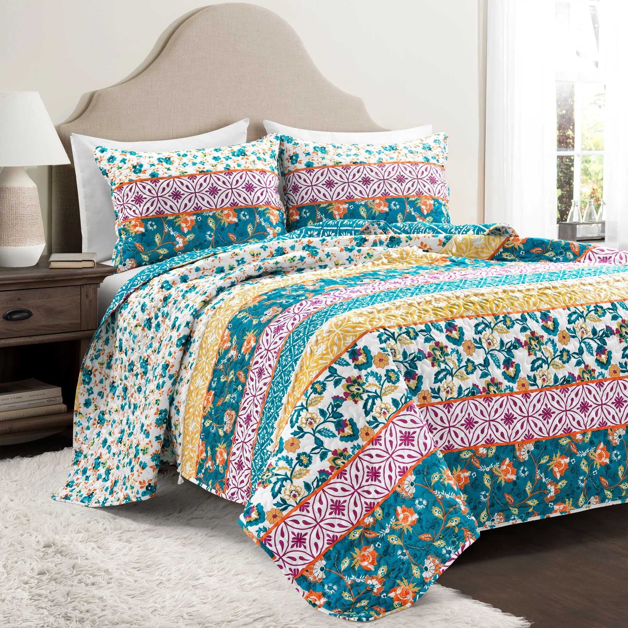Lush Decor Floral 3 Piece Quilt Sets, Full/Queen - Walmart.com