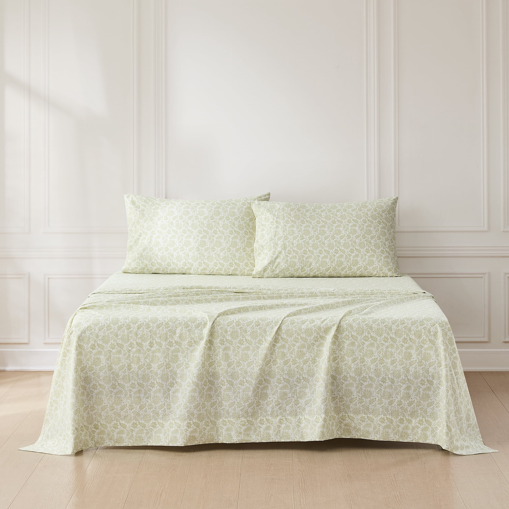Lush Decor Floral Jacobean Cotton Sheet Set 4 Piece Set King Sage ...
