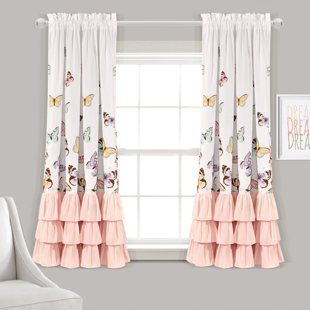 Lush Decor Flutter Butterfly Window Panels - Pink - 84 x 52 - Walmart.com