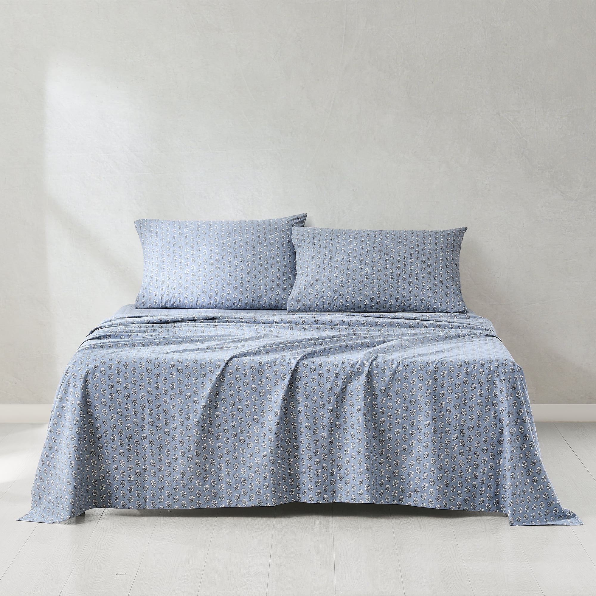 Lush Decor Freesia Cotton Sheet Set 4 Piece Set King Blue - Floral ...