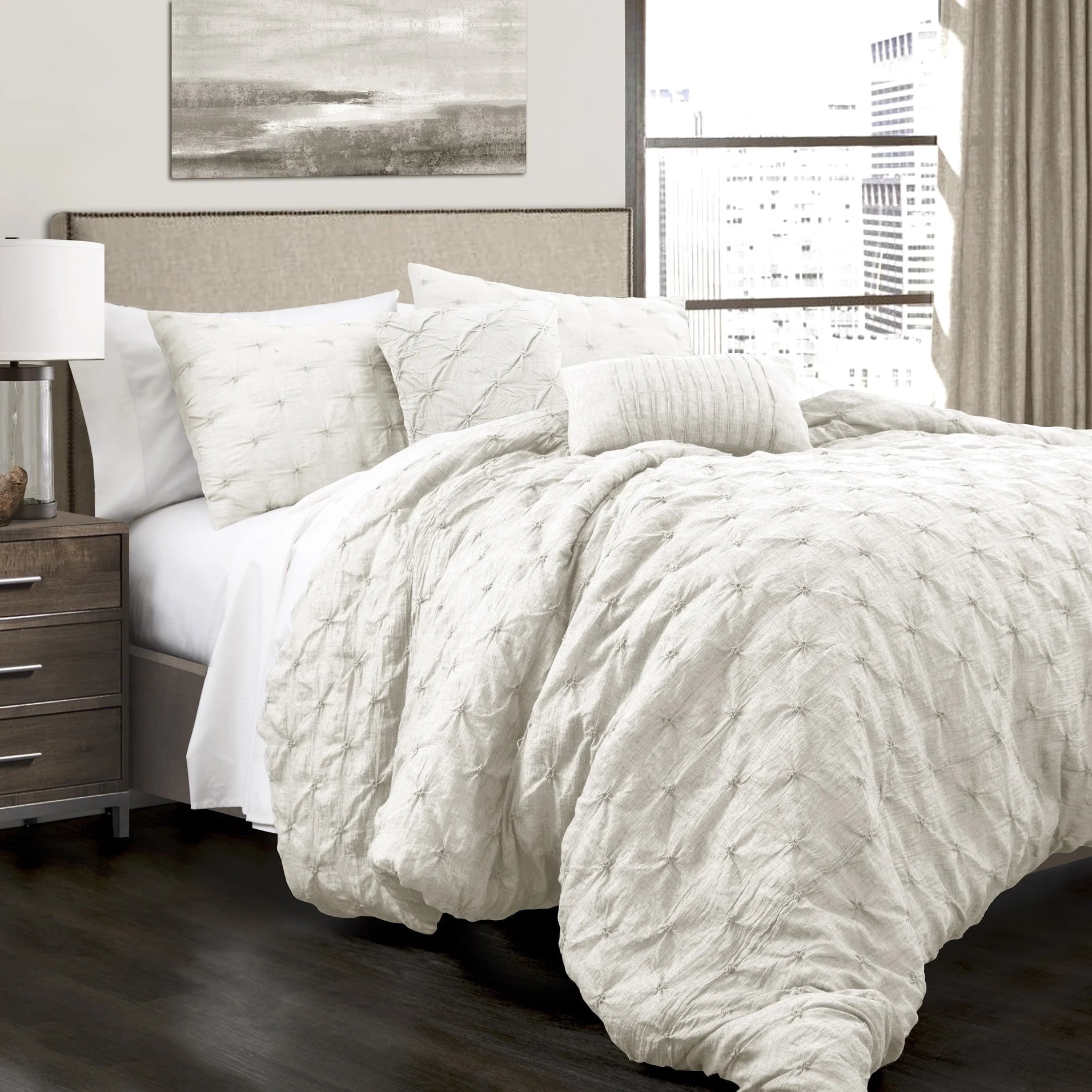 Lush Decor Generic Ravello Pin tuck Traditional Off-White Solid Print ...