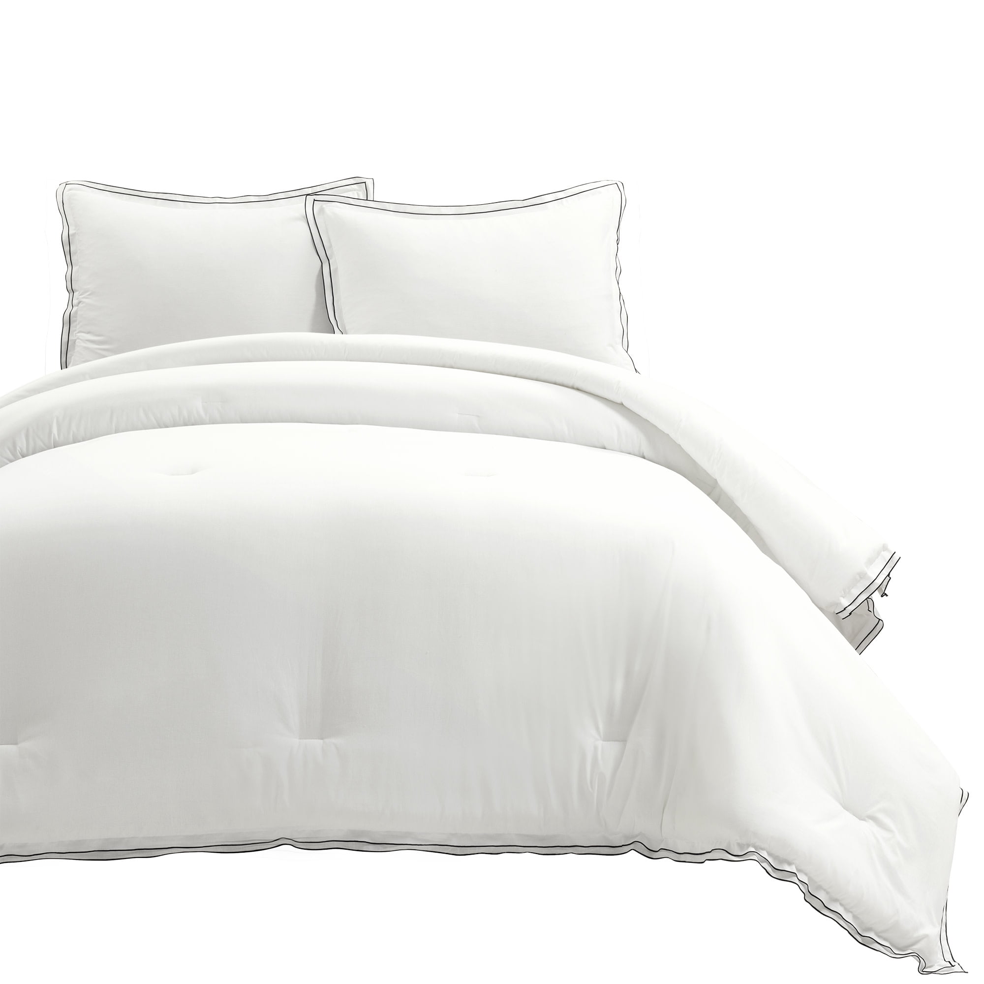 Lush Decor Hampton Double Flange Embroidered Contrast Edge Cotton ...