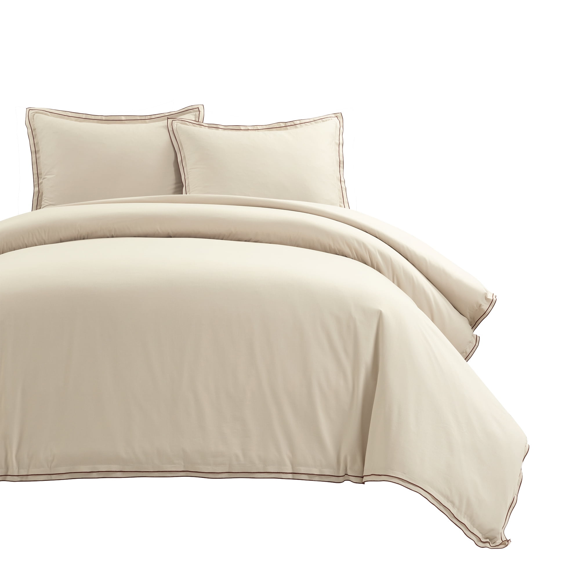 Lush Decor Hampton Double Flange Embroidered Contrast Edge Cotton Duvet ...