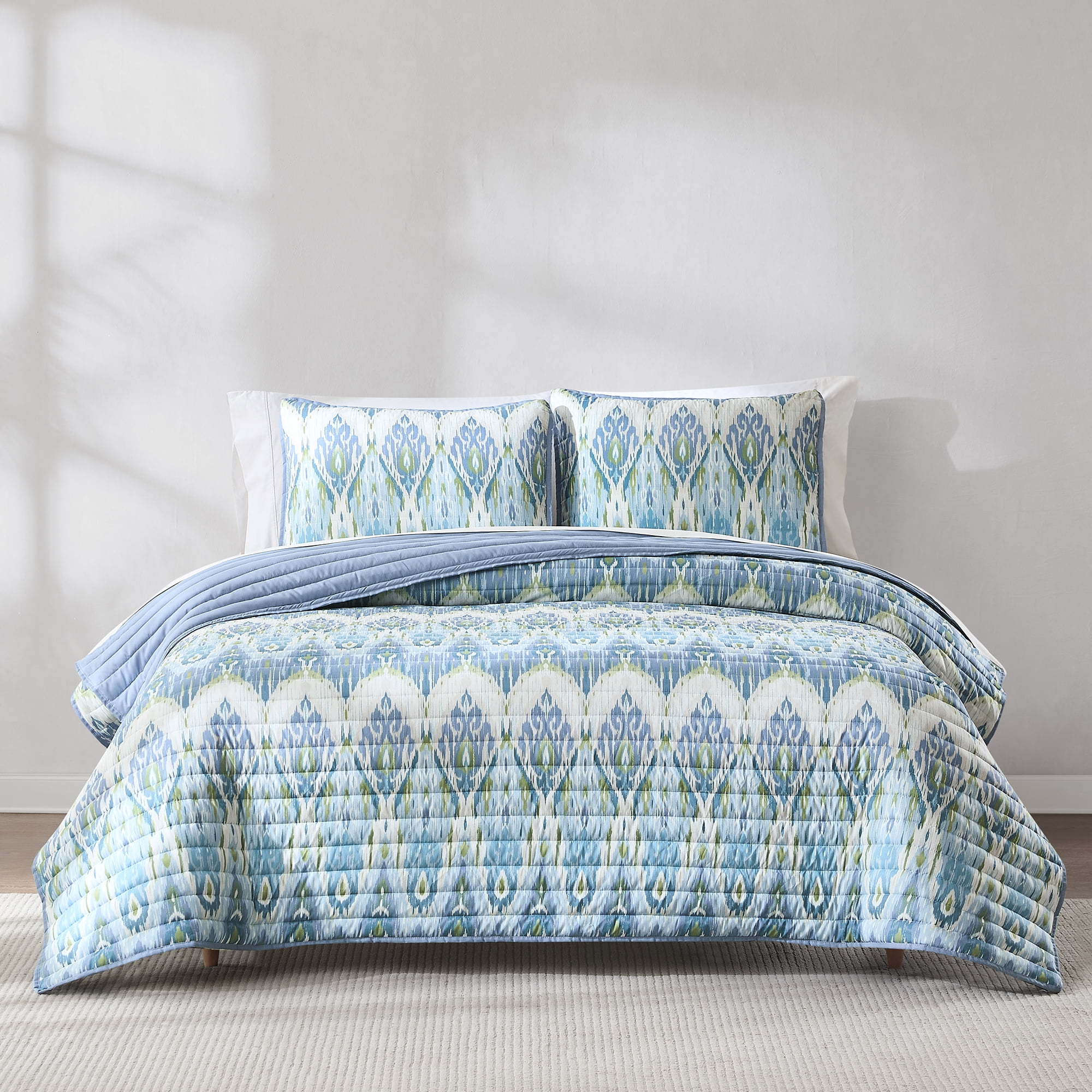Lush Decor Ikat Drops Quilt 3 Piece Set Full/ Queen Teal - Blue Quilt ...