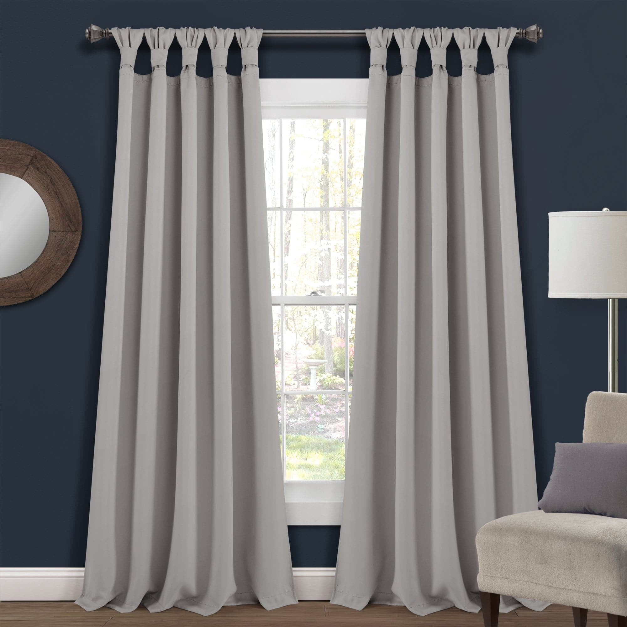 Lush Decor Insulated Knotted Tap Blackout 95" x 52" Solid Light Gray ...