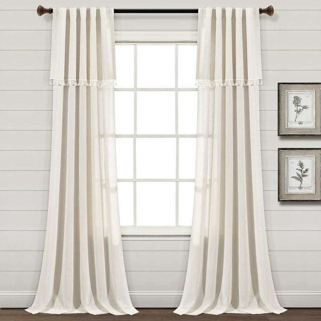 Lush Decor Ivy Tassel Faux Linen Window Curtain Panels Light Linen ...