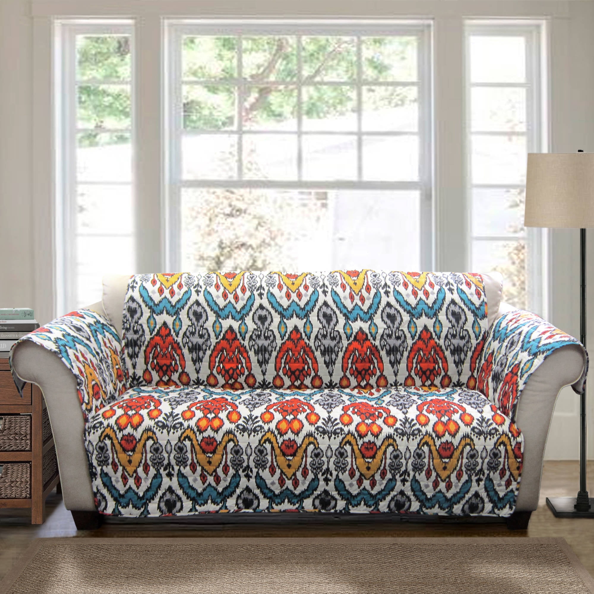 Lush Decor Jaipur Ikat Furniture Protectors, Turquoise/rust sofa couch ...