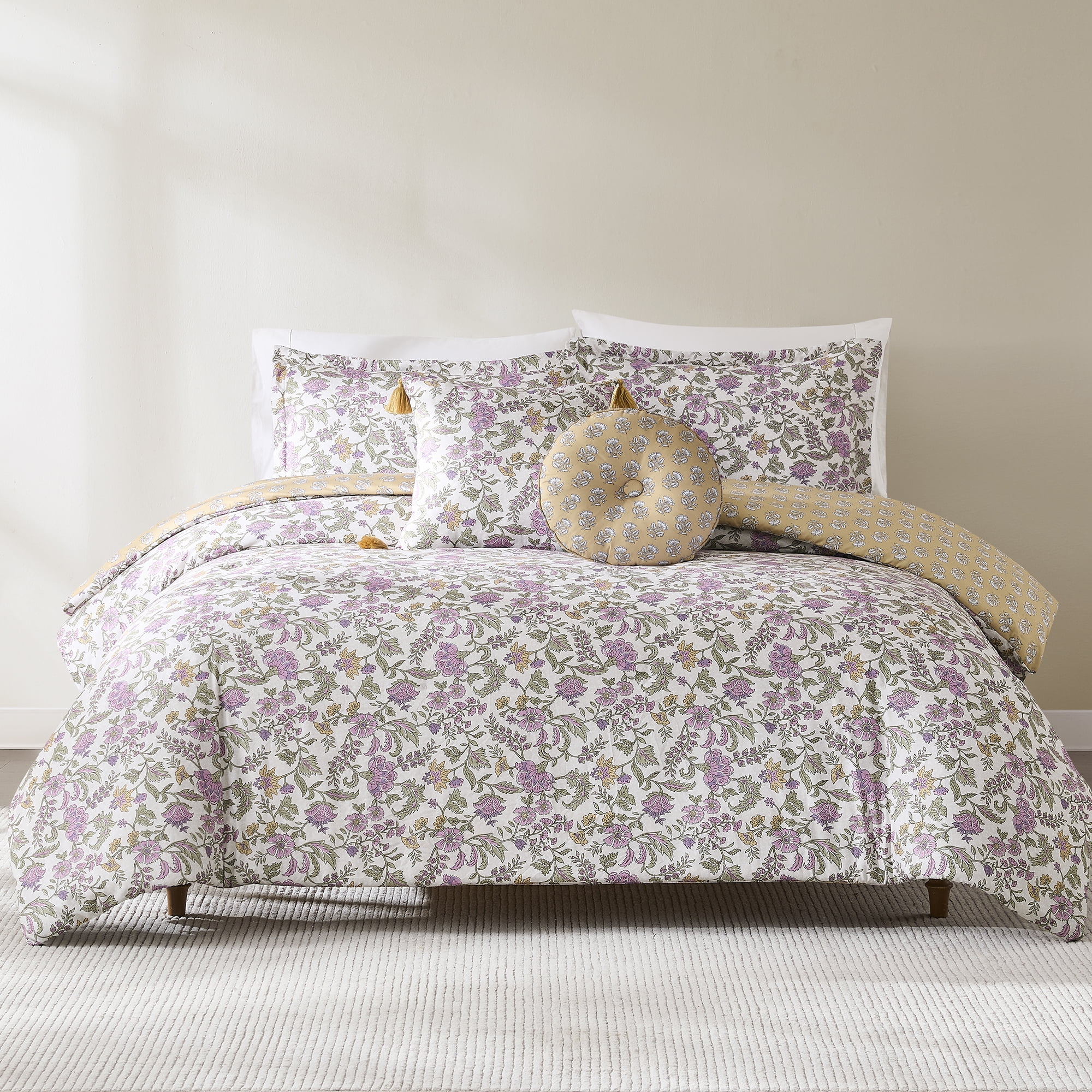 Lush Decor Lillian Block Print Reversible Comforter 5 Piece Set King ...