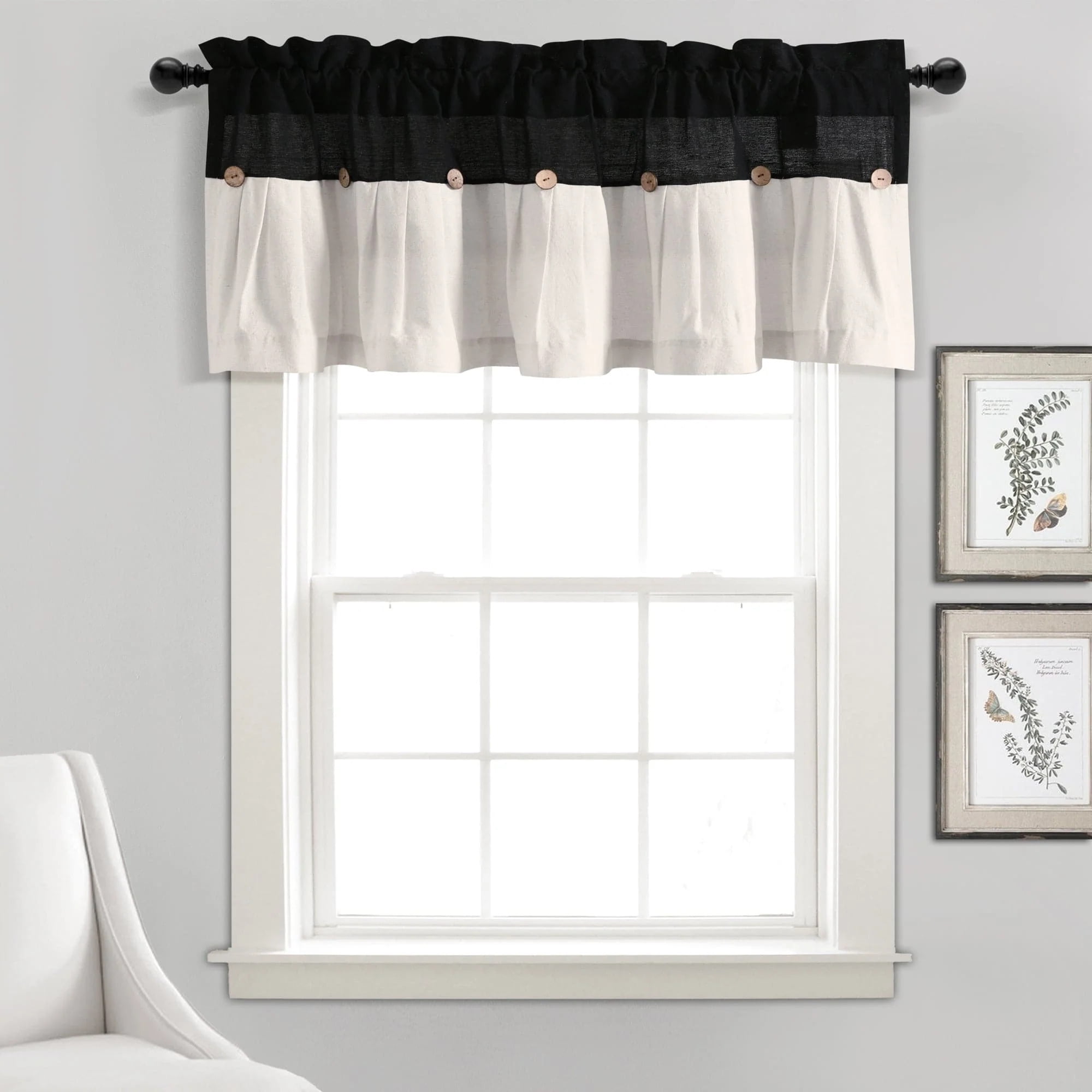 Lush Decor Linen Button Valance - Gray White - Walmart.com