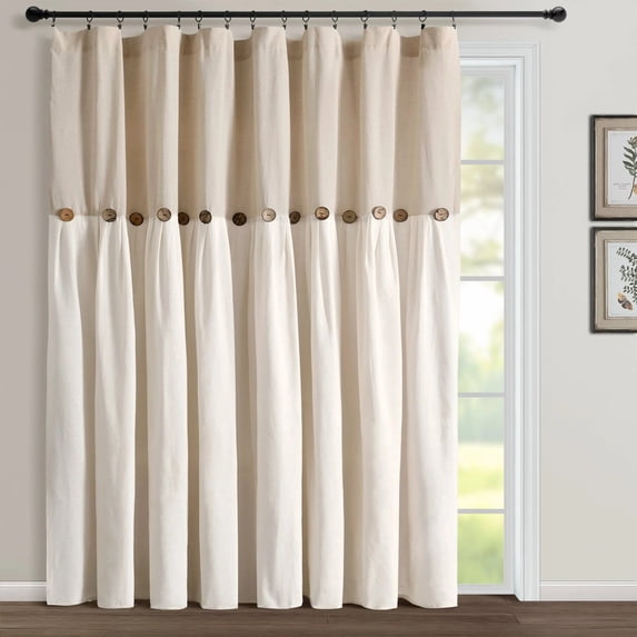 Lush Decor Linen Button Window Panel - Blue/White - Single - 84 x 40 ...