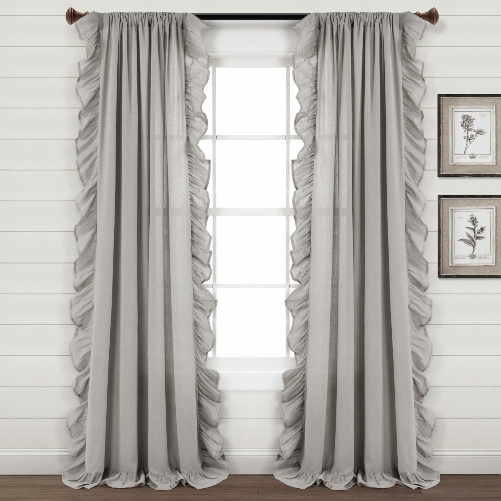 Lush Decor Linen Ruffle Window Panel - Light Gray -Single- 84 x 54 ...