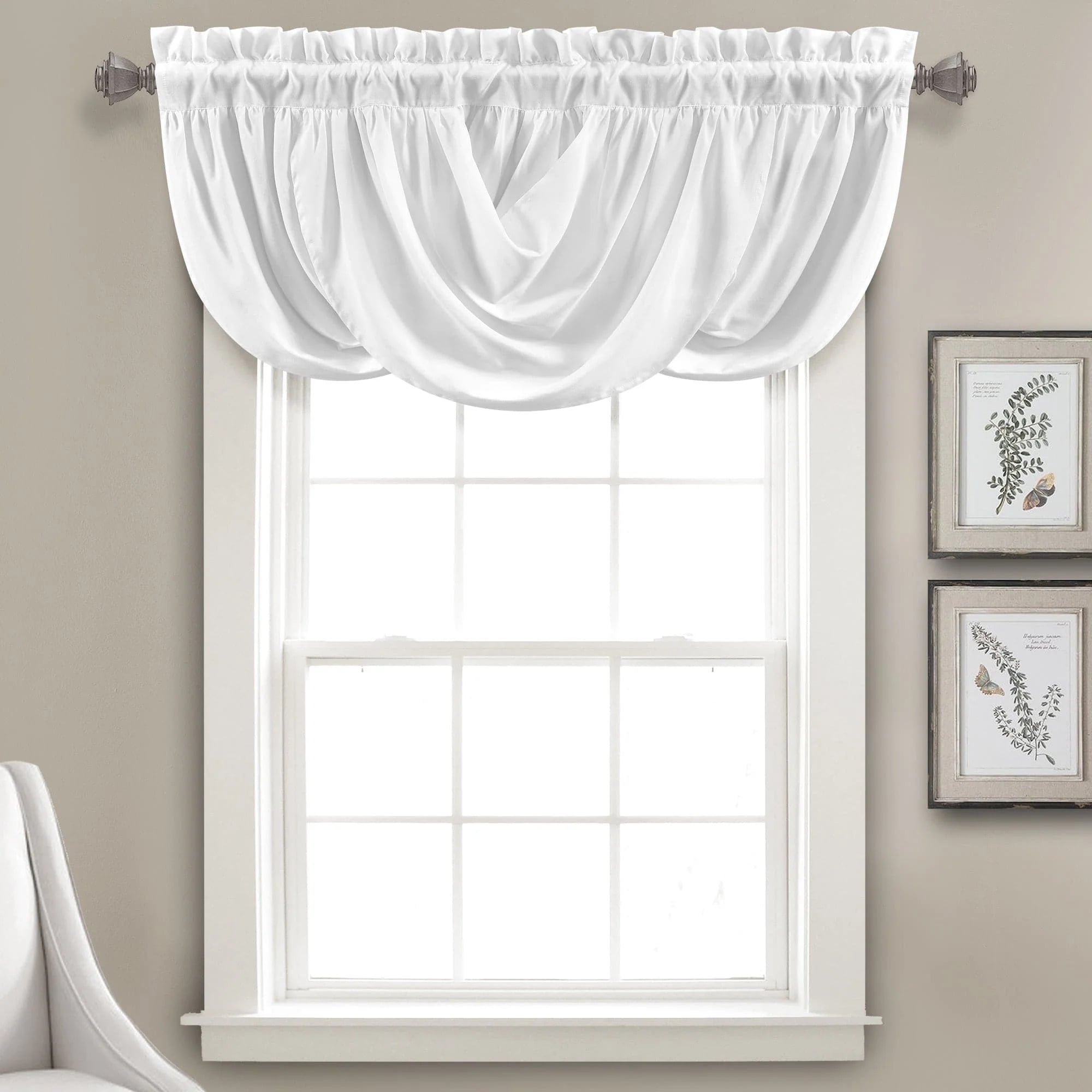 Lush Decor Lucia 18" x 42" Solid White 3" Rod Pocket Single Valance ...