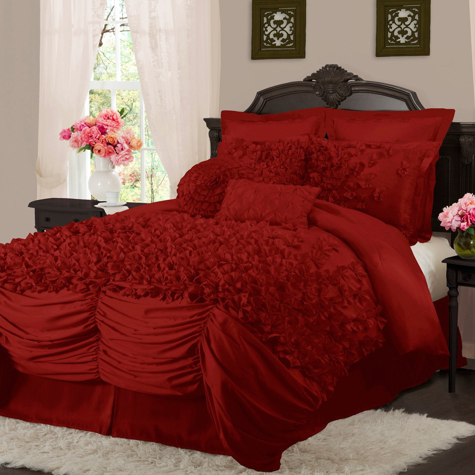 Lush Decor Lucia 4-Piece Bedding Comforter Set - Walmart.com