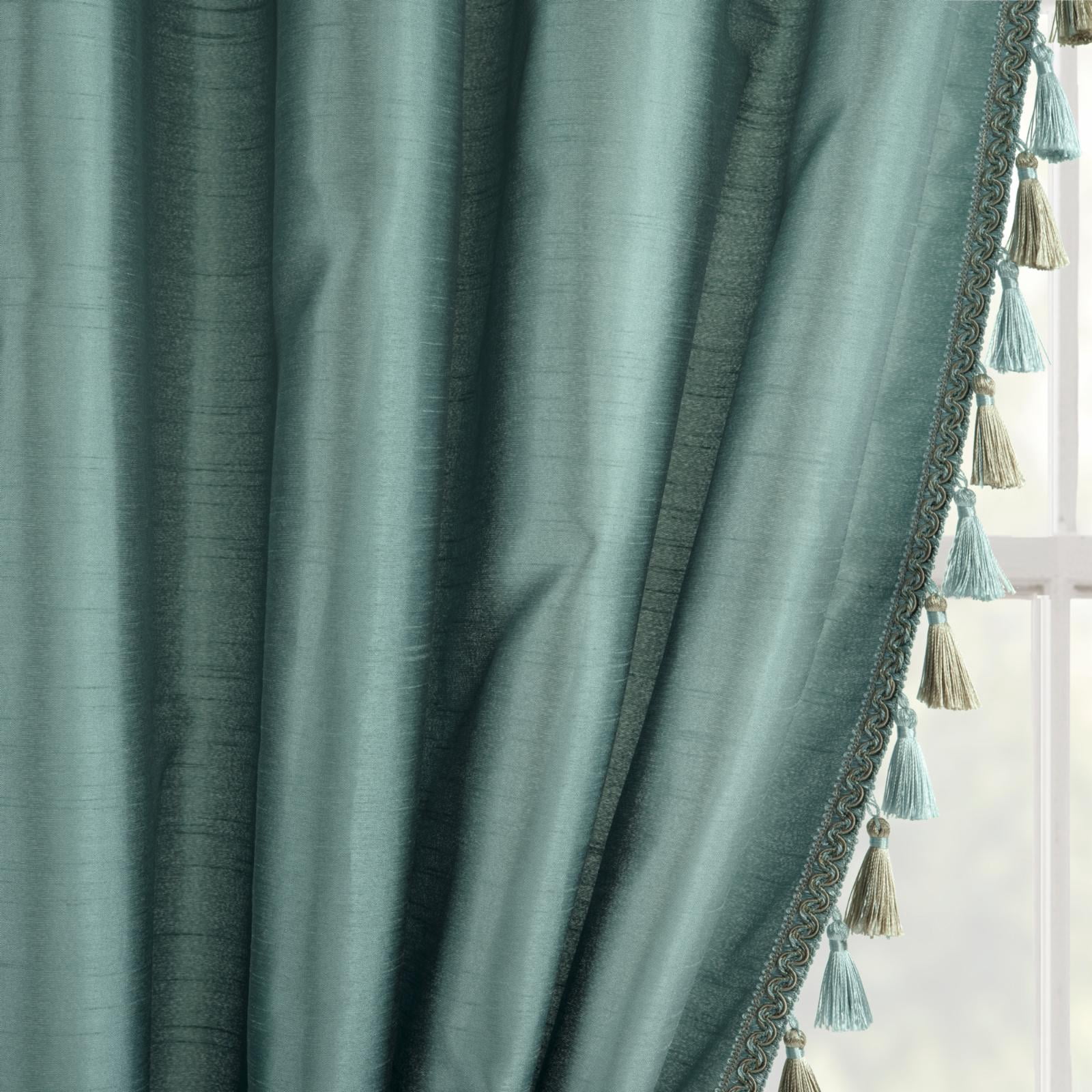 Lush Decor Luxury Regency Faux Silk Two Tone Tassel Window Panels ...
