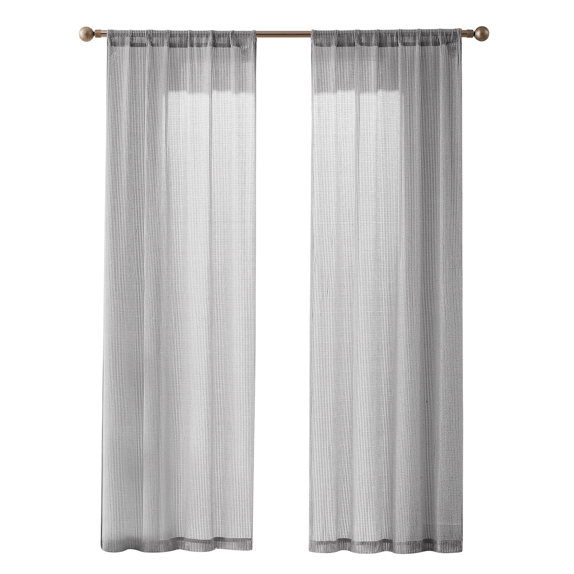 Lush Decor Milla Knitted Textured Sheer Window Curtain Panels Pair 36 ...