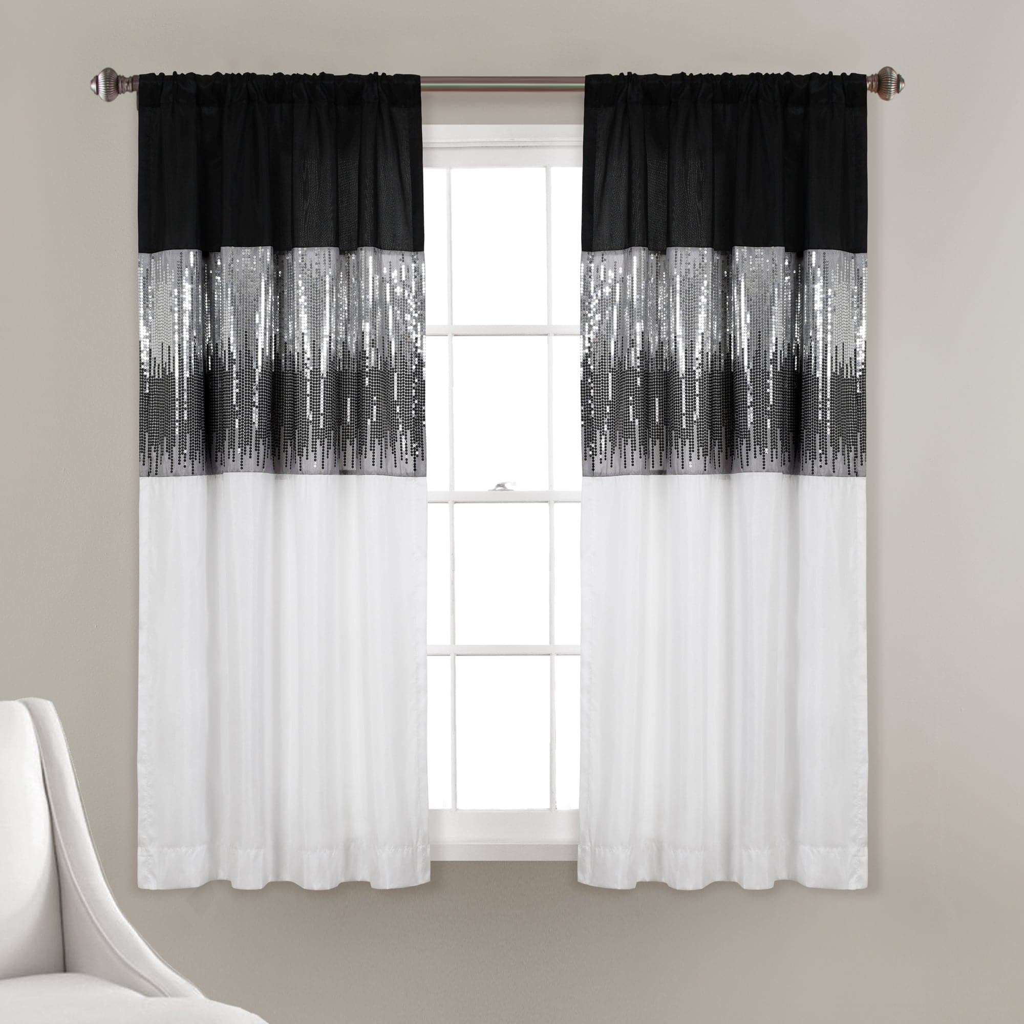 Lush Decor Night Sky Window Panel - Black/Gray - Single - 84 x 42 ...