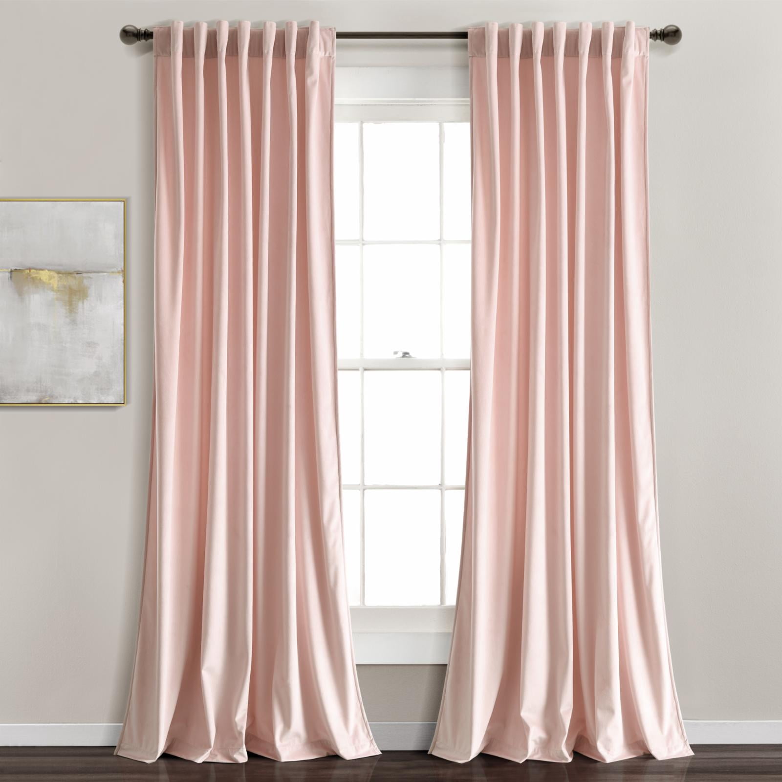 Lush Decor Prima Velvet Solid Window Panels Light Filtering - Blush ...