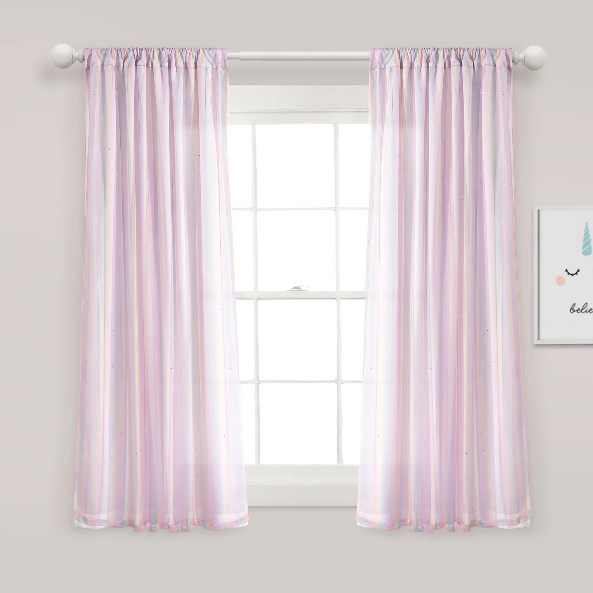 Lush Decor Rainbow Sheer Window Curtain Panel for Kids and Teens ...