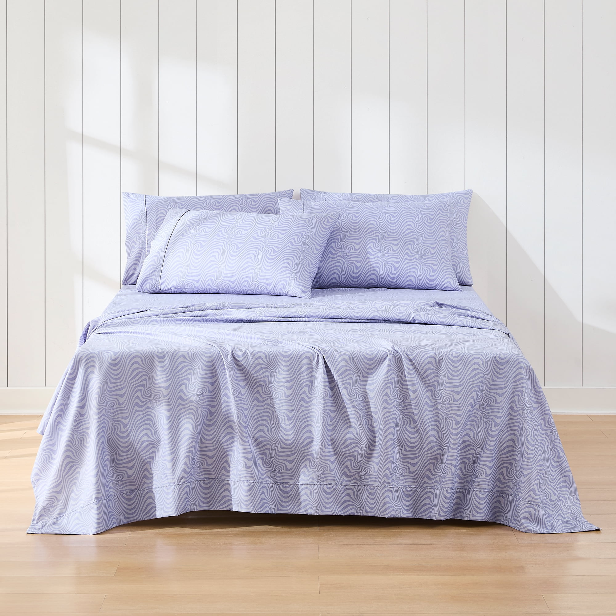 Lush Decor Retro Waves Sheet Set 6 Piece Set Queen Violet - Striped Bed ...