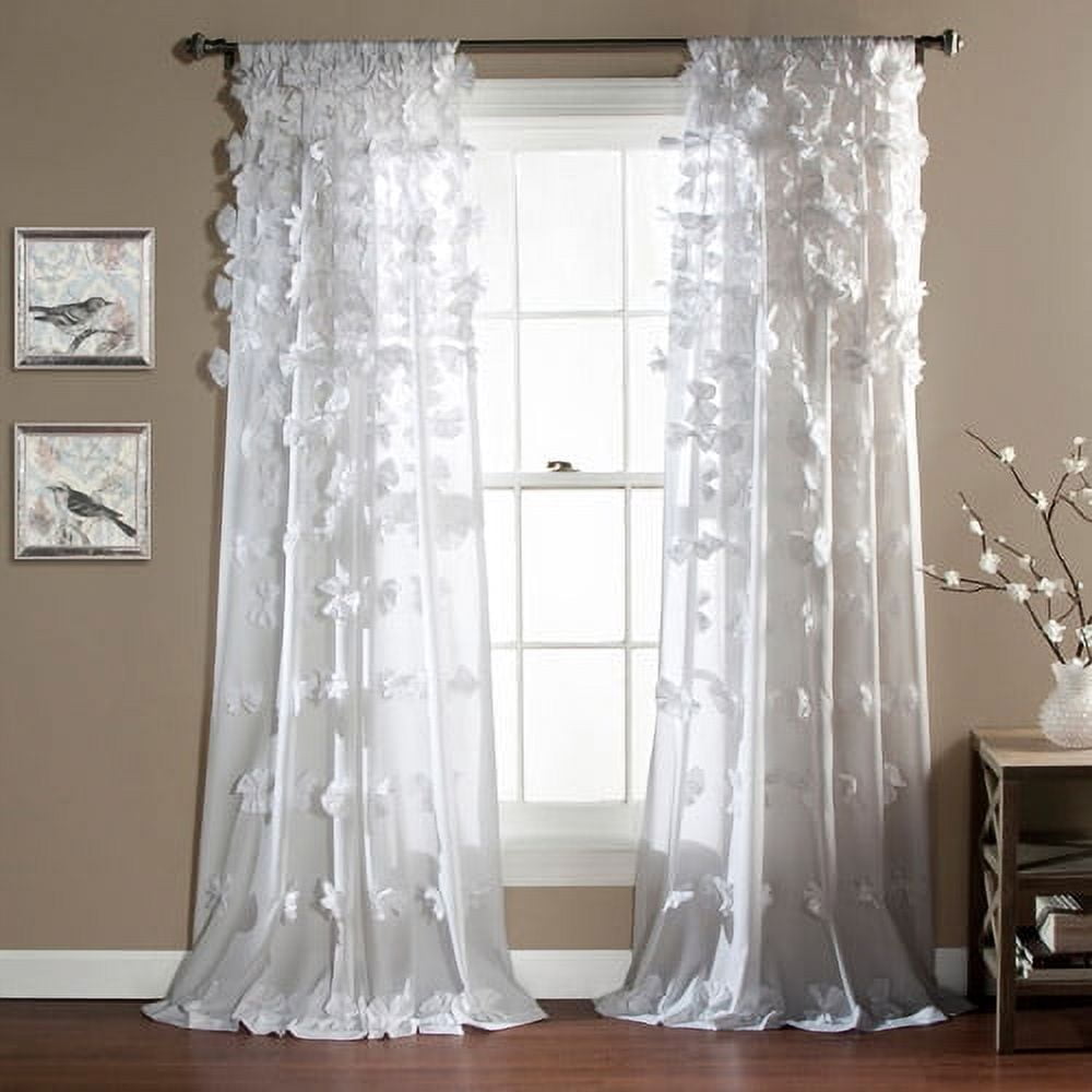 Lush Decor Riley Sheer 84" x 54" Solid White 100% Polyester 3" Rod ...
